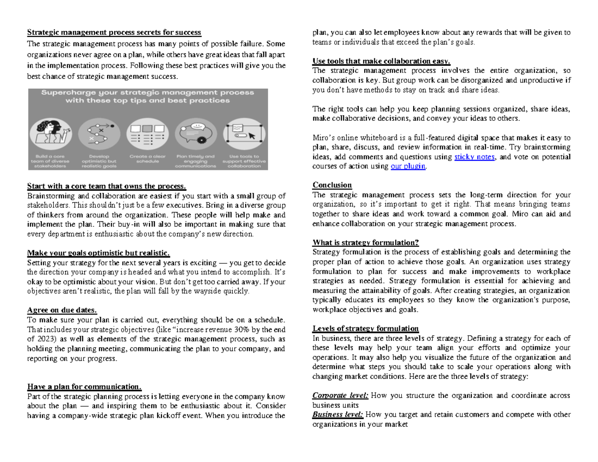 Strategic management process secrets for success - Some organizations ...