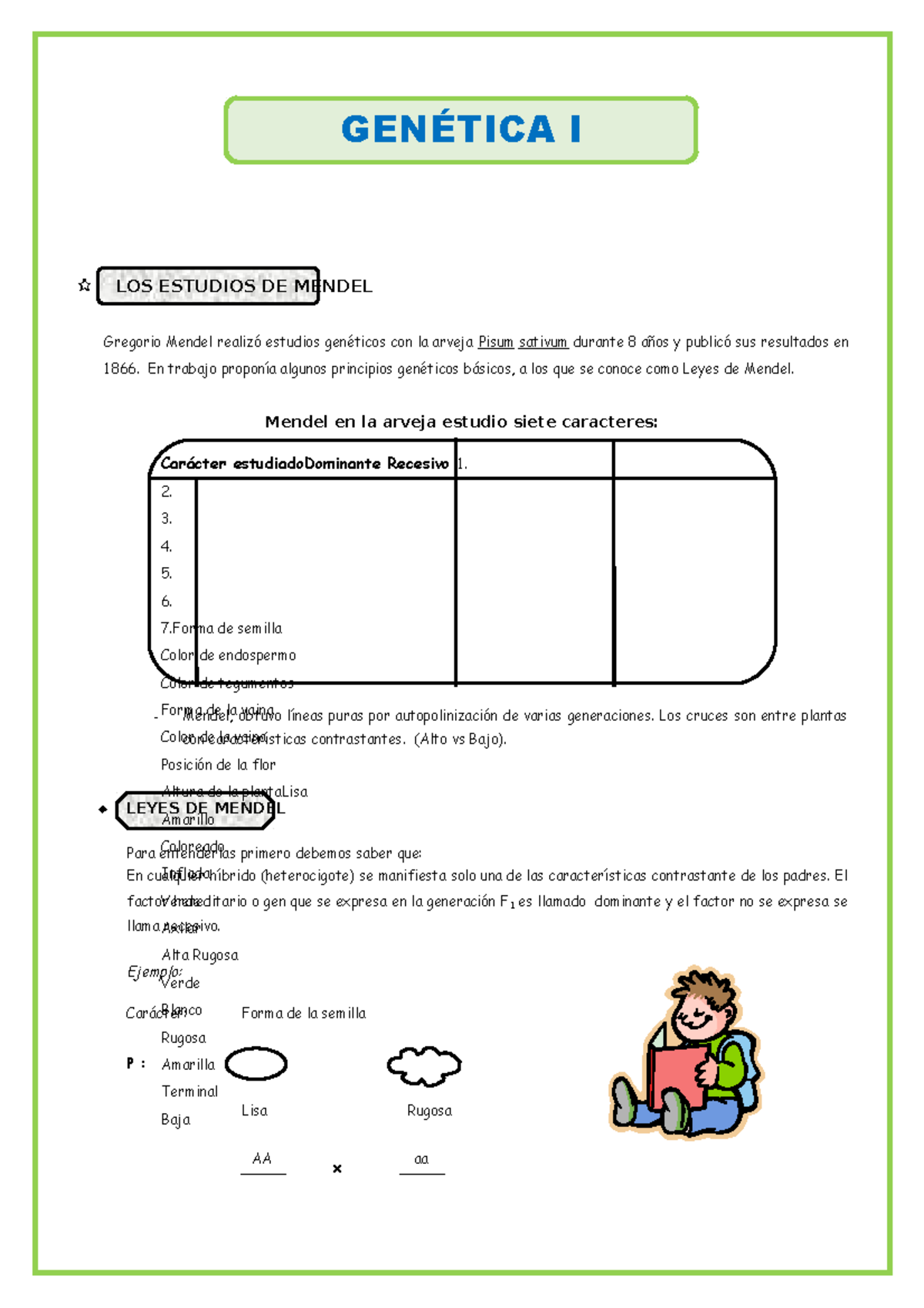 Hoja No.1 (Ley de Medel) - GENÉTICA I LOS ESTUDIOS DE MENDEL Gregorio ...
