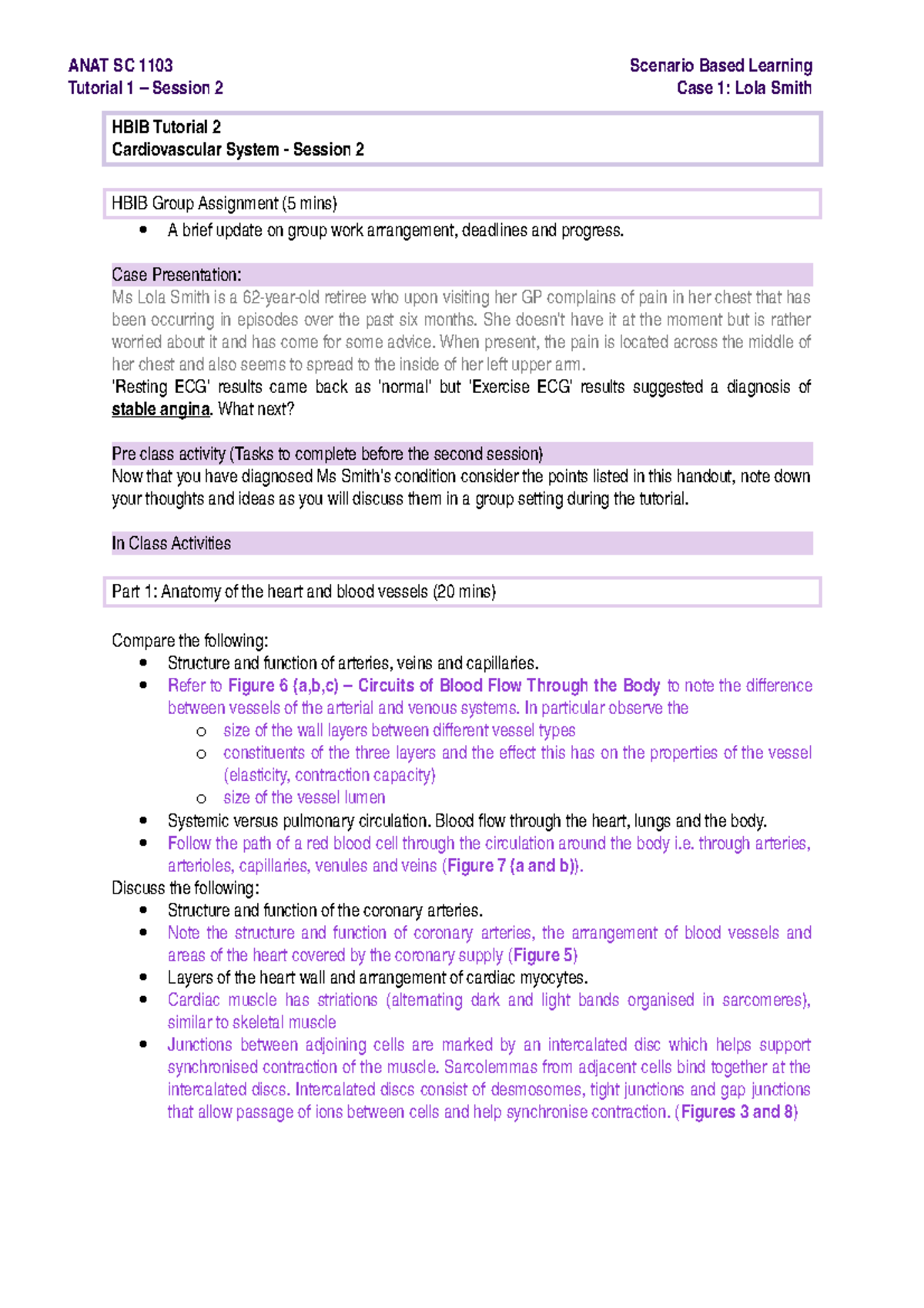 HBIB Tutorial 2 - Student Notes - Answers - Tutorial 1 – Session 2 Case ...