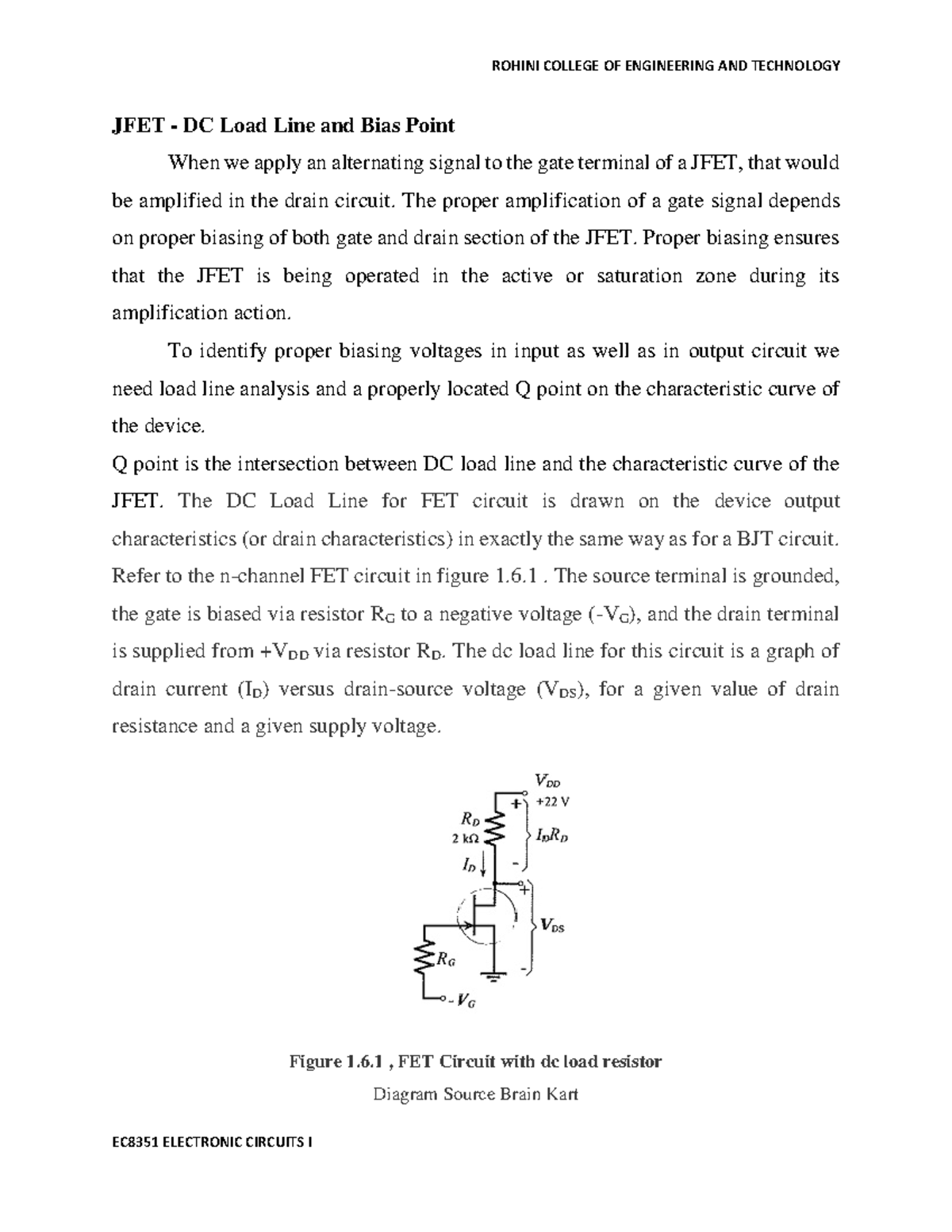 Rohini 59125306424 - Electrical - JFET - DC Load Line and Bias Point ...
