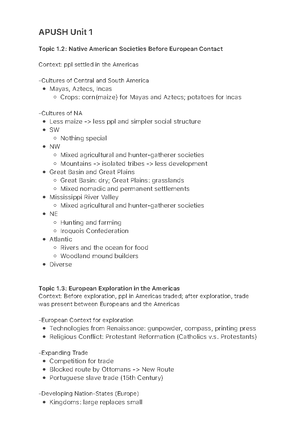 Apush CH 1 - PRACTICE QUESTIONS - APUSH: Chapter 1 – The Collision of ...