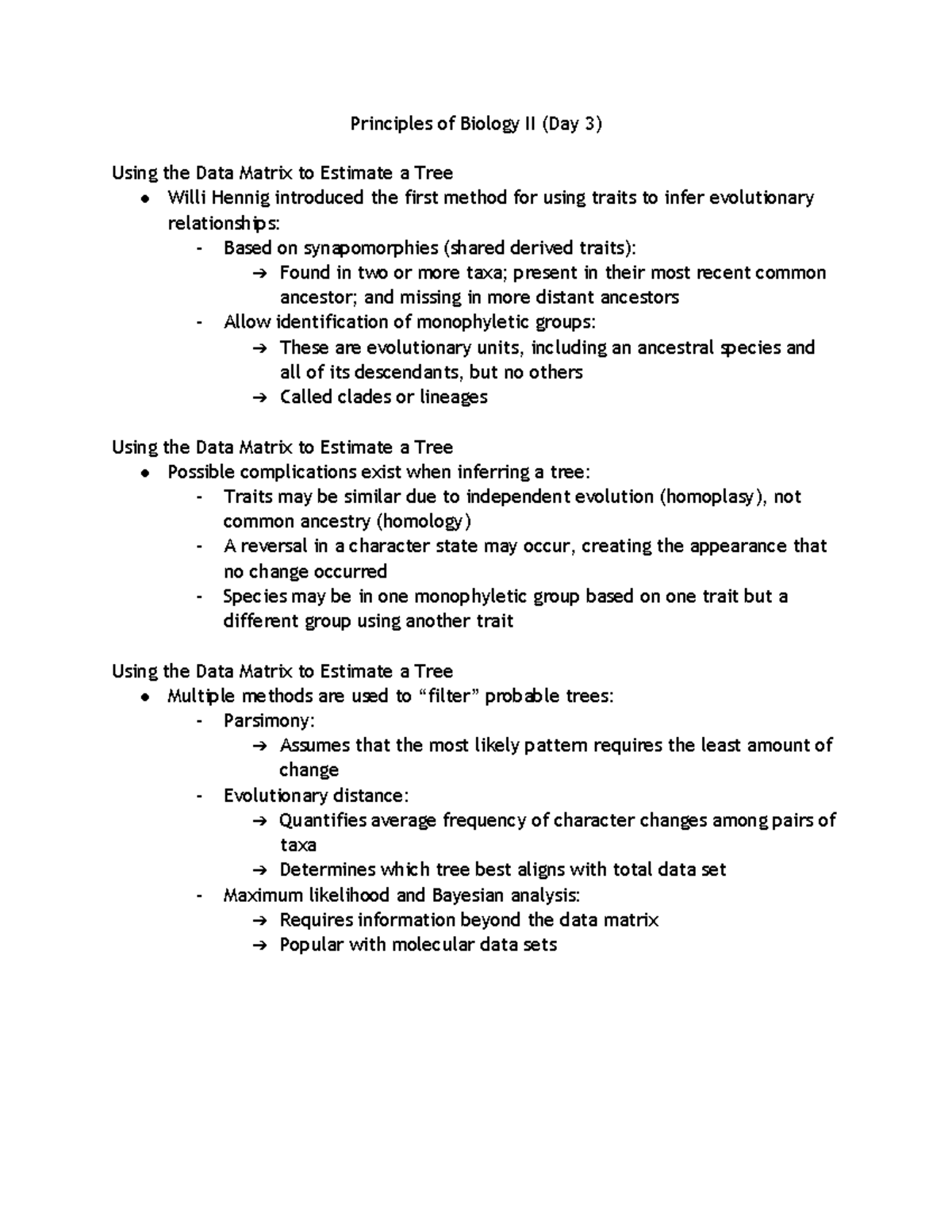Principles of Biology II (Day 3) - Studocu