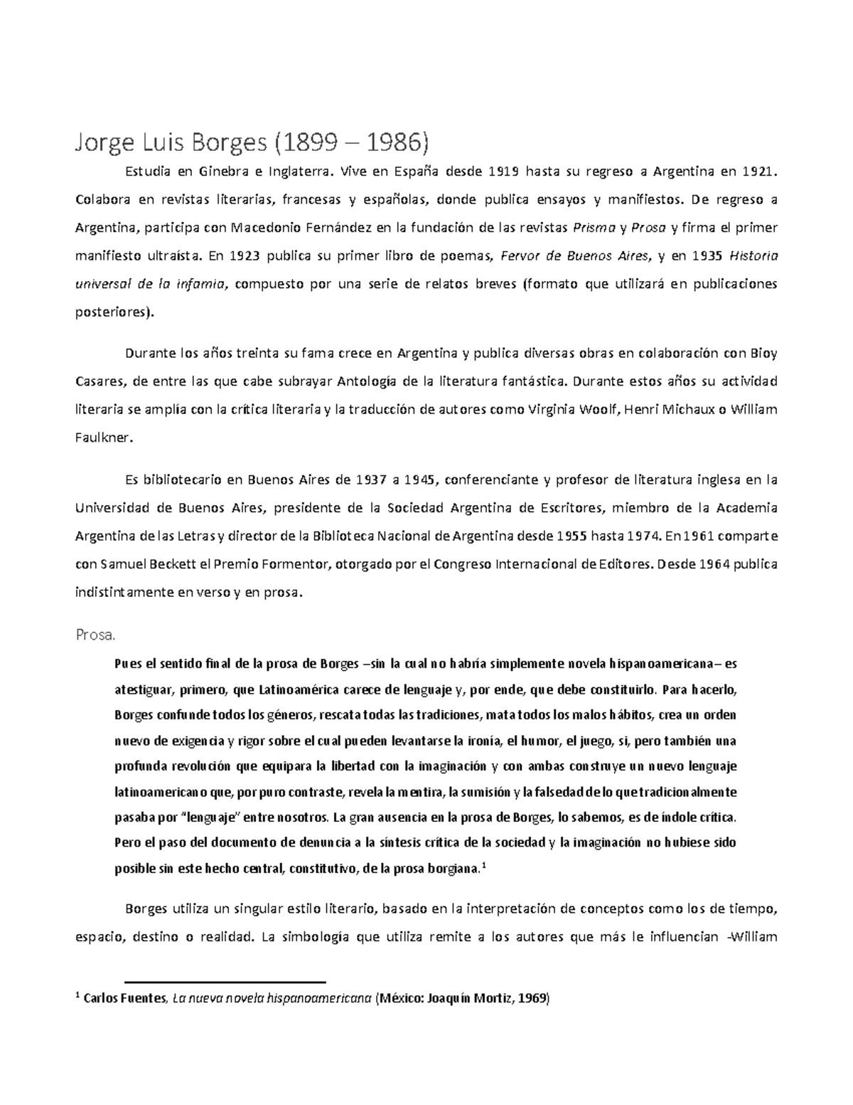 Tema 5. Jorge Luis Borges - Jorge Luis Borges (1899 – 1986) Estudia en ...