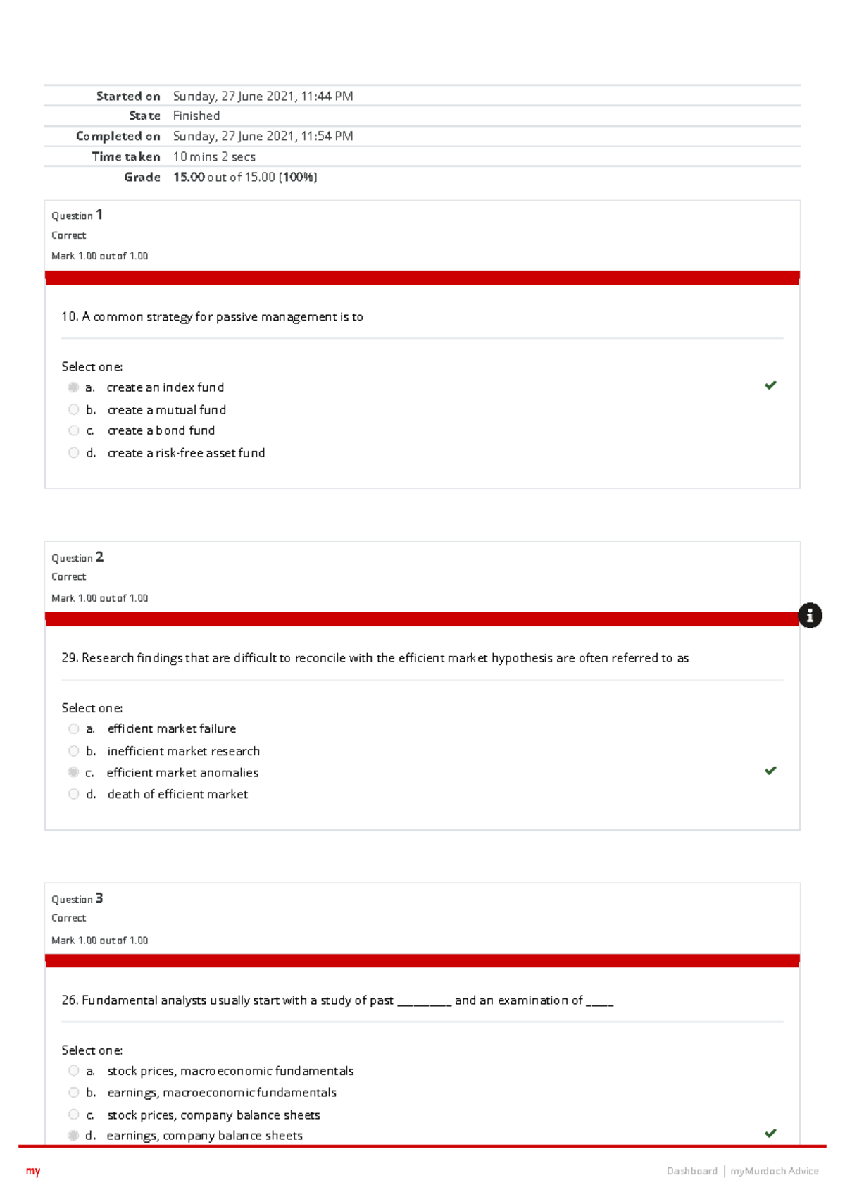 Quiz 9 (Chapter 11) Attempt review - Started on Sunday, 27 June 2021 ...