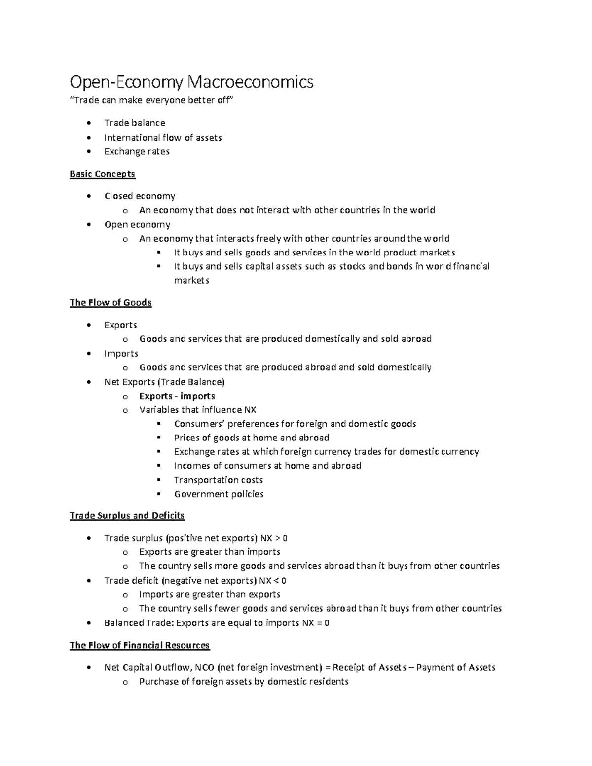 Econ 100.1 Open Economy Macroeconomics - Open-Economy Macroeconomics ...
