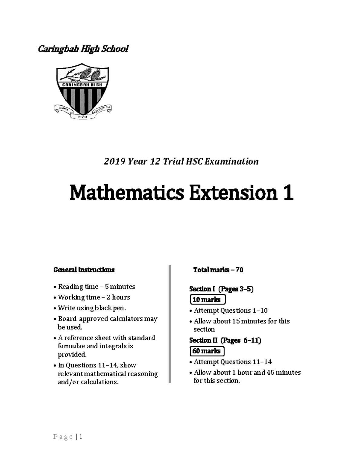 Caringbah 2019 3U Trials & Solutions - Caringbah High School 2019 Year ...