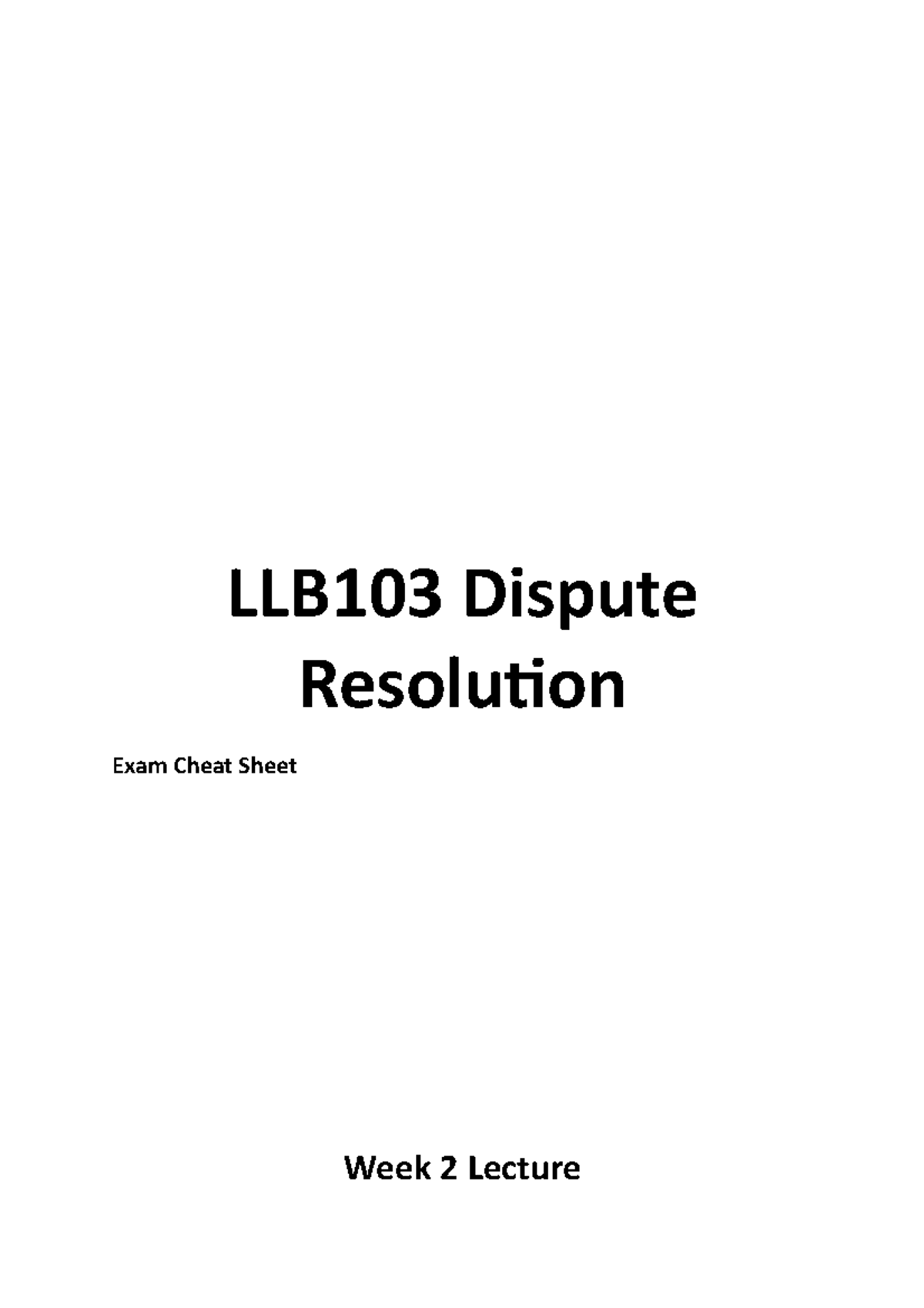 LLB103 Exam Revision - Summary of all relevant lectures, including any ...