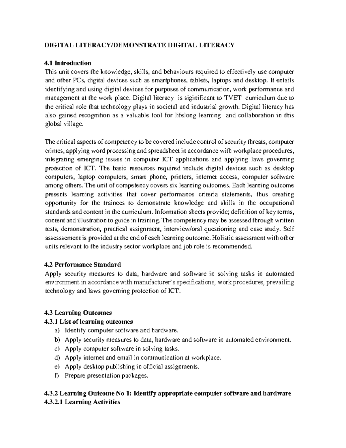 Digital Literacy guide - DIGITAL LITERACY/DEMONSTRATE DIGITAL LITERACY ...