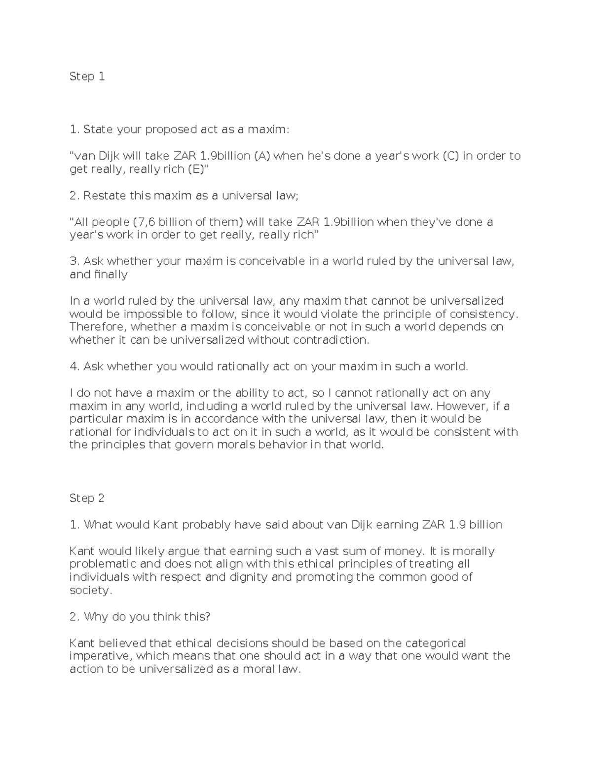 Step 1 - ASSIGNMENT 5 INSTRUCTIONS - Step 1 State your proposed act as ...