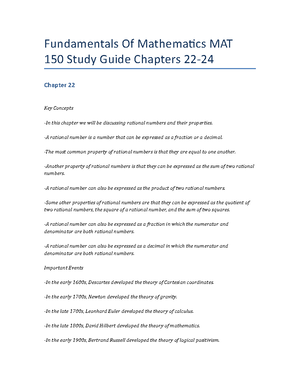 Fundamentals Of Mathematics MAT 150 Study Guide Chapters 4-6 -Numbers ...