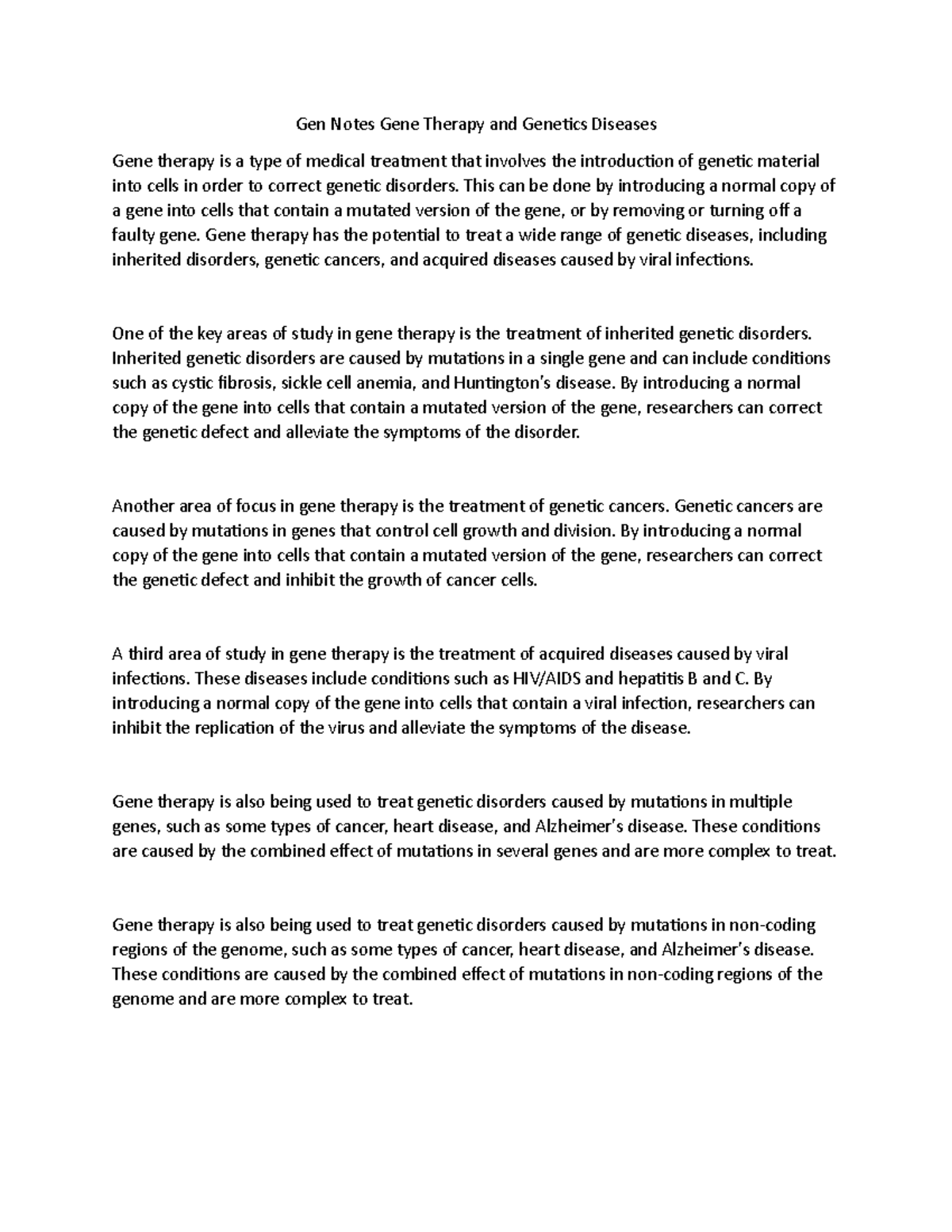 Gen Notes Gene Therapy and Genetics Diseases - This can be done by ...