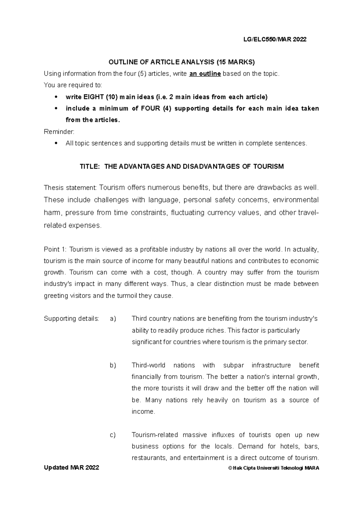 ELC550 Format OF AA Outline Group 4 Namaf 7A ( Latest) - OUTLINE OF ...