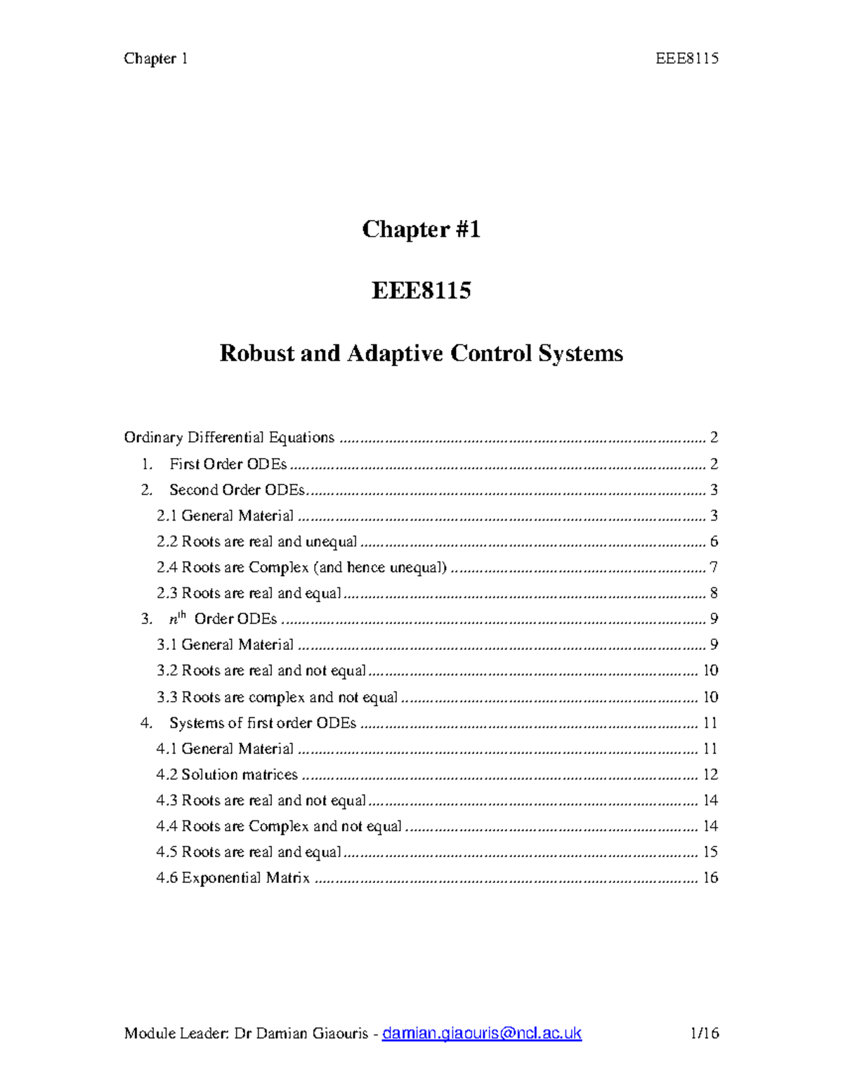 Chapter 1 (sum) - Ordinary Differential Equations - Chapter 1 Chapter ...