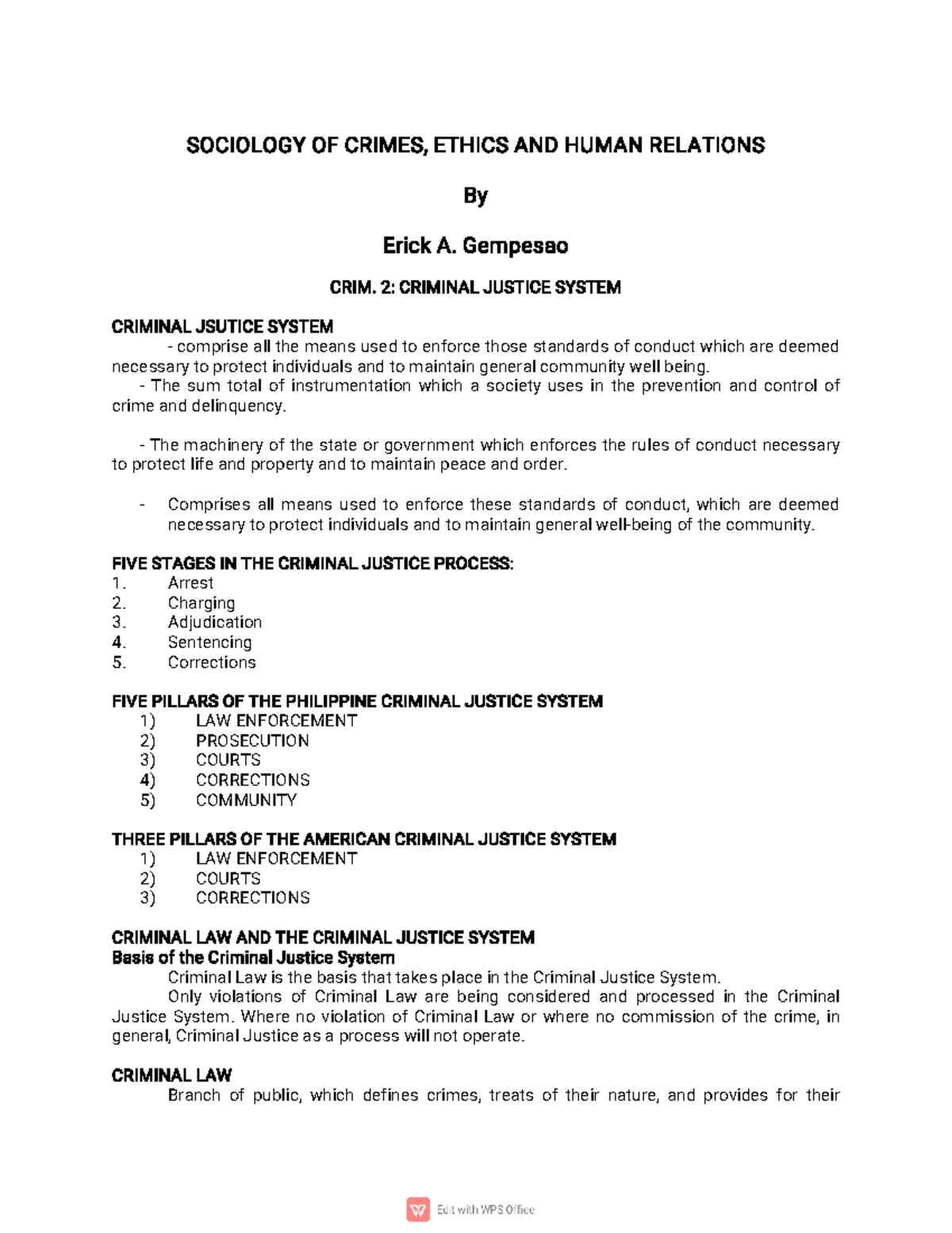 (Crim Soc) Criminal Justice System - S O C I O L O G Y O F C R I M E S ...