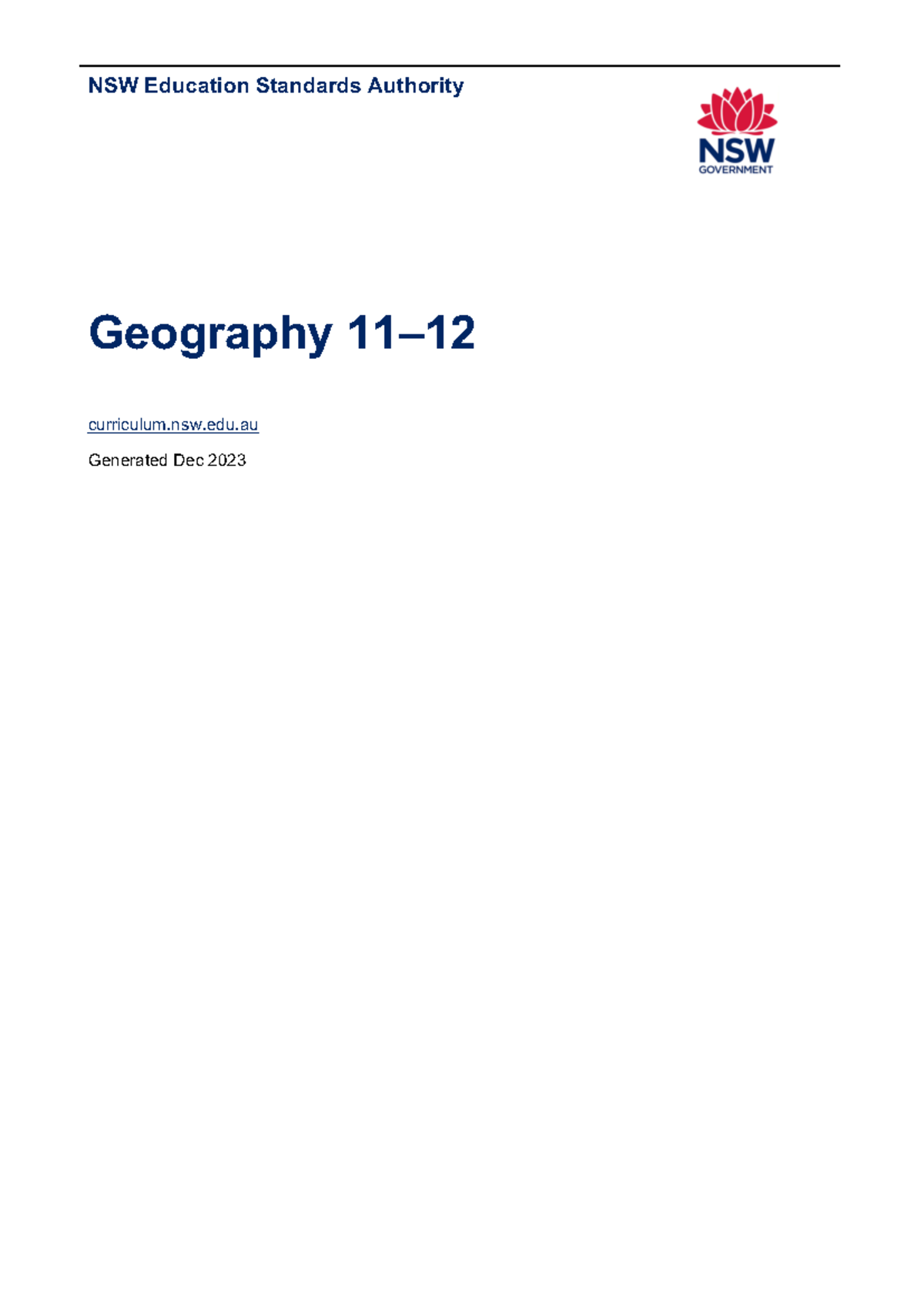 Stage 6 Syllabus - NSW Education Standards Authority Geography 11– 12 ...