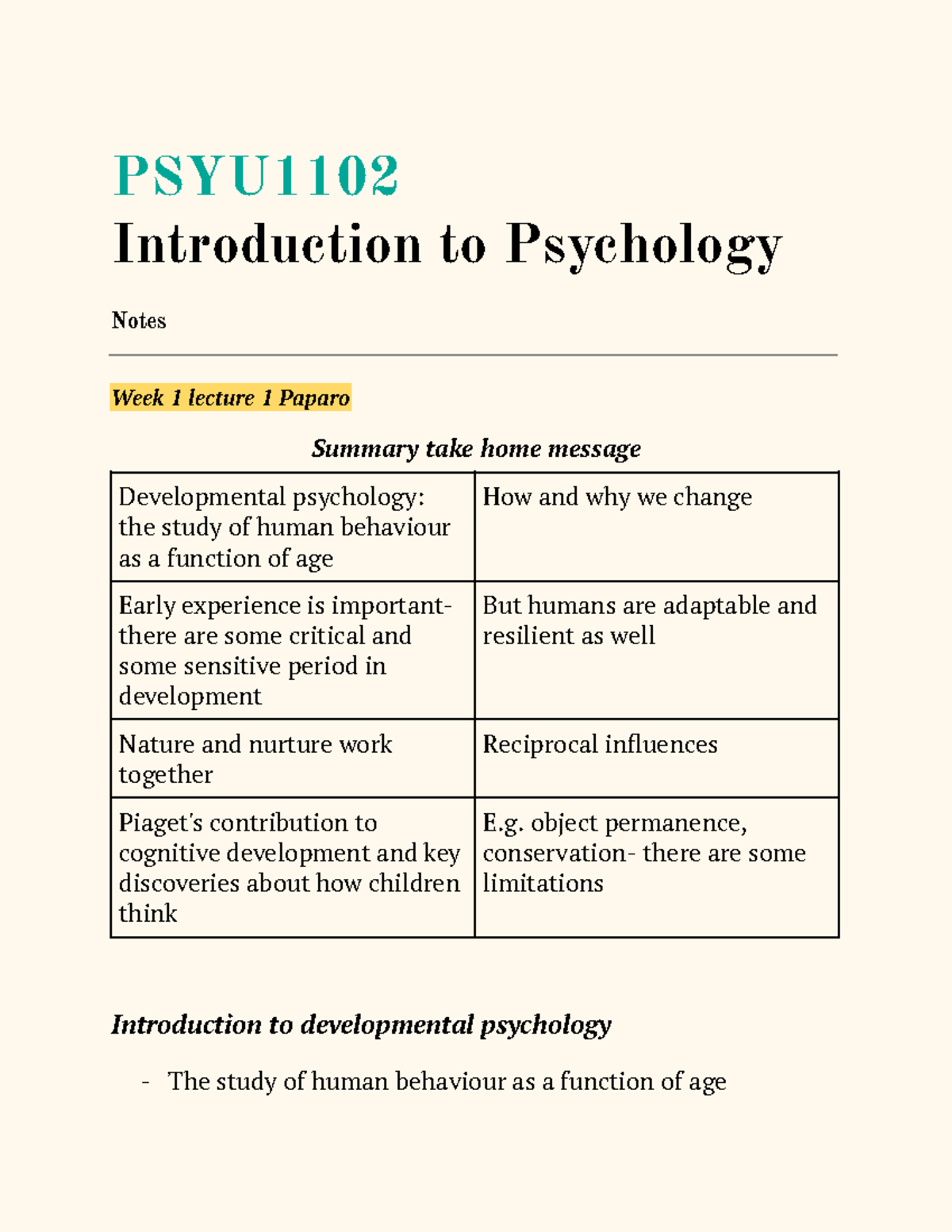 Intro to pysch - multiple choice questions - PSYU Introduction to ...