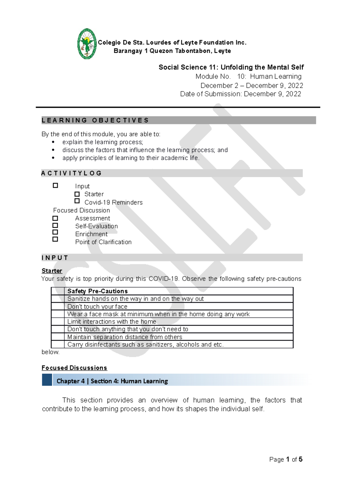 Module 10 Week 10 UTS - Learning lessons - Chapter 4 | Section 4: Human ...