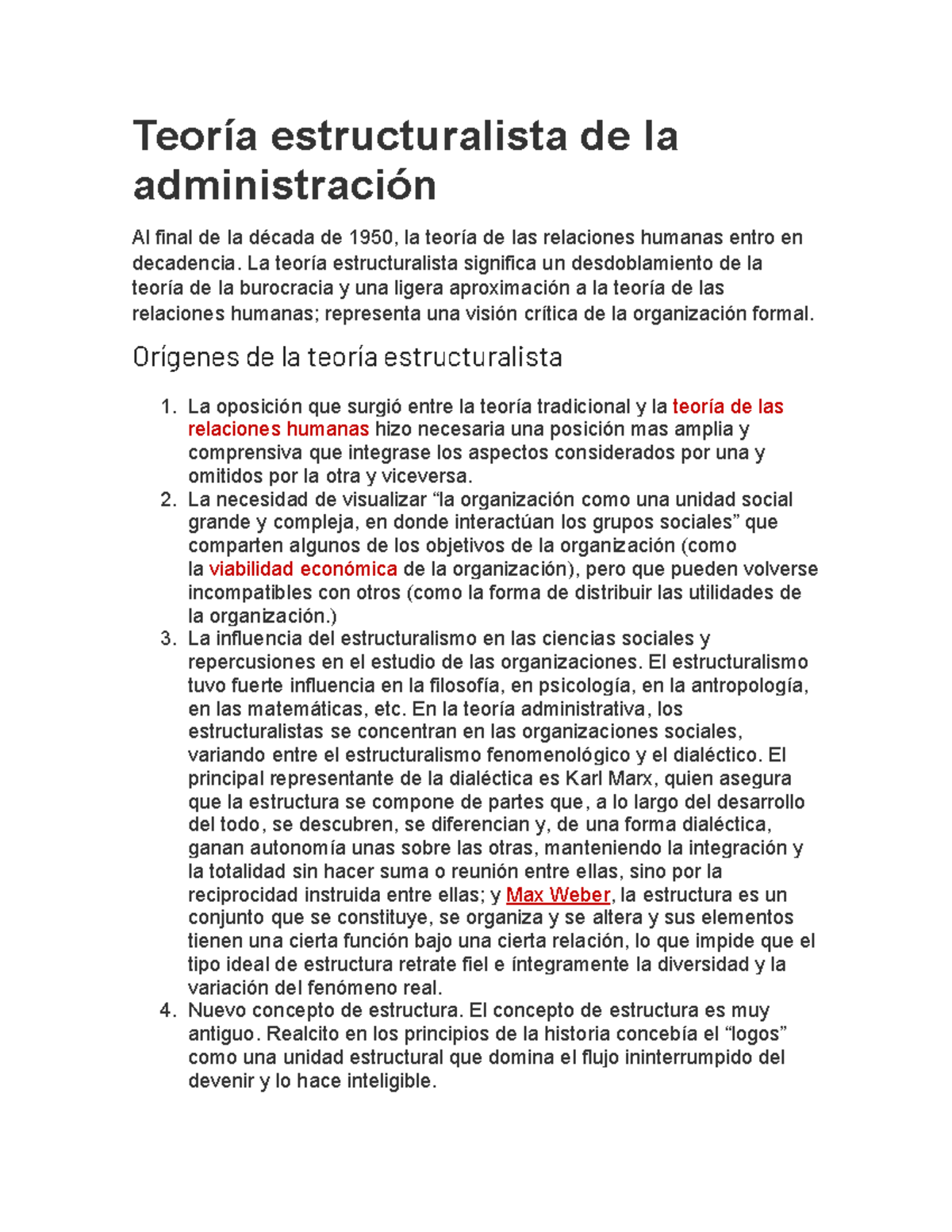 Teoría Estructuralista De La Administración Teoría Estructuralista De