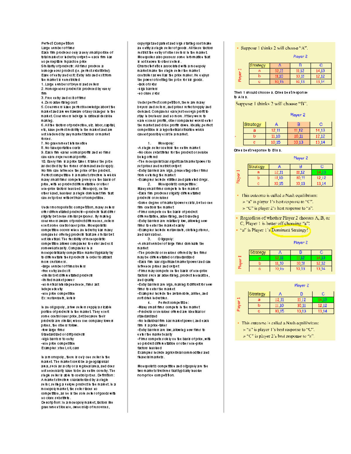 Fin 321 cheat sheet - Google Docs - Perfect Competition Large number of ...