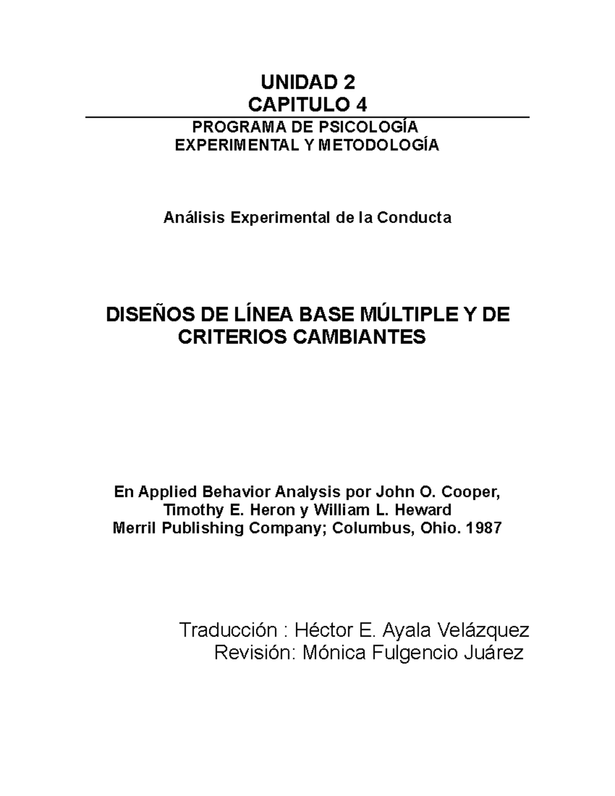 TEMA 4 Diseños de Línea Base y Criterios Cambiantes - UNIDAD 2 CAPITULO ...