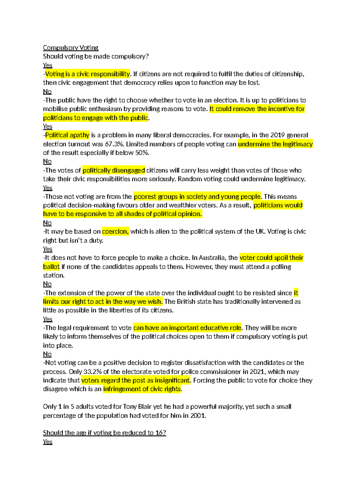 Compulsory voting - revision notes - Compulsory Voting Should voting be ...