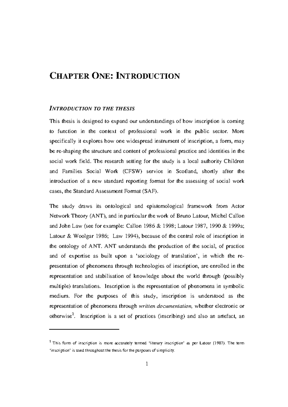 Doing, Describing 1 - 1 CHAPTER ONE: INTRODUCTION INTRODUCTION TO THE ...