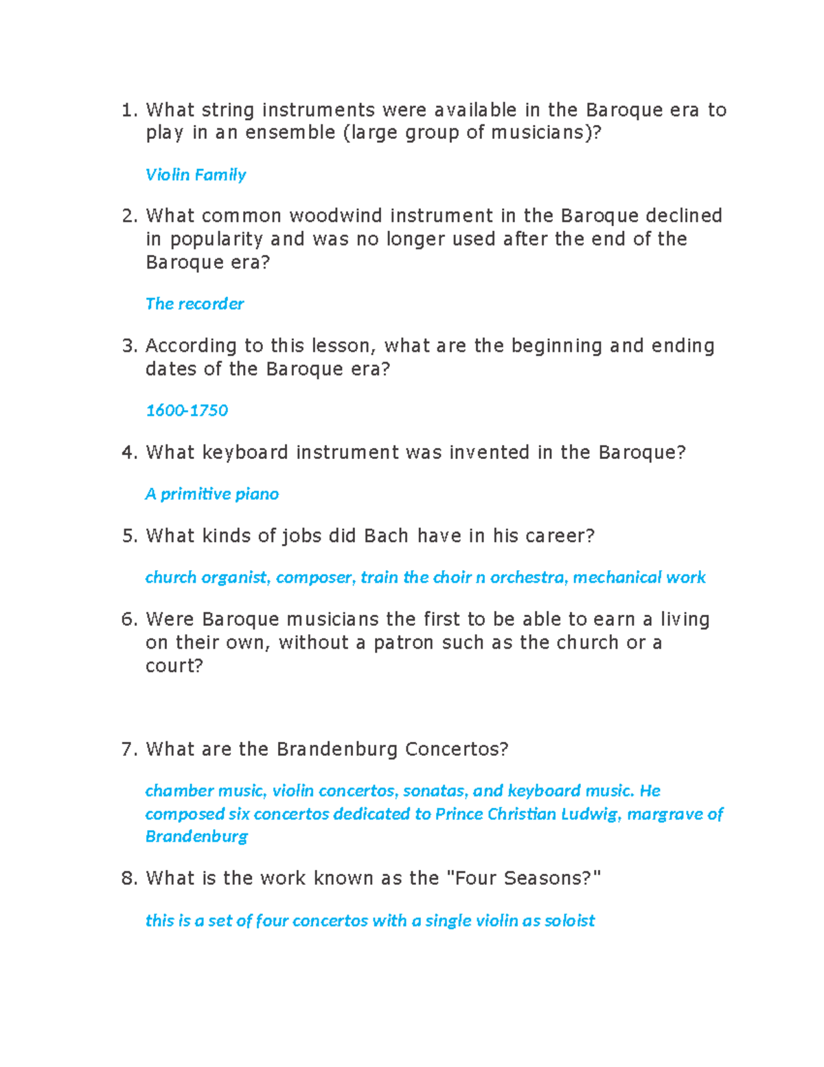 What string instruments were available in the Baroque era to play in an ...