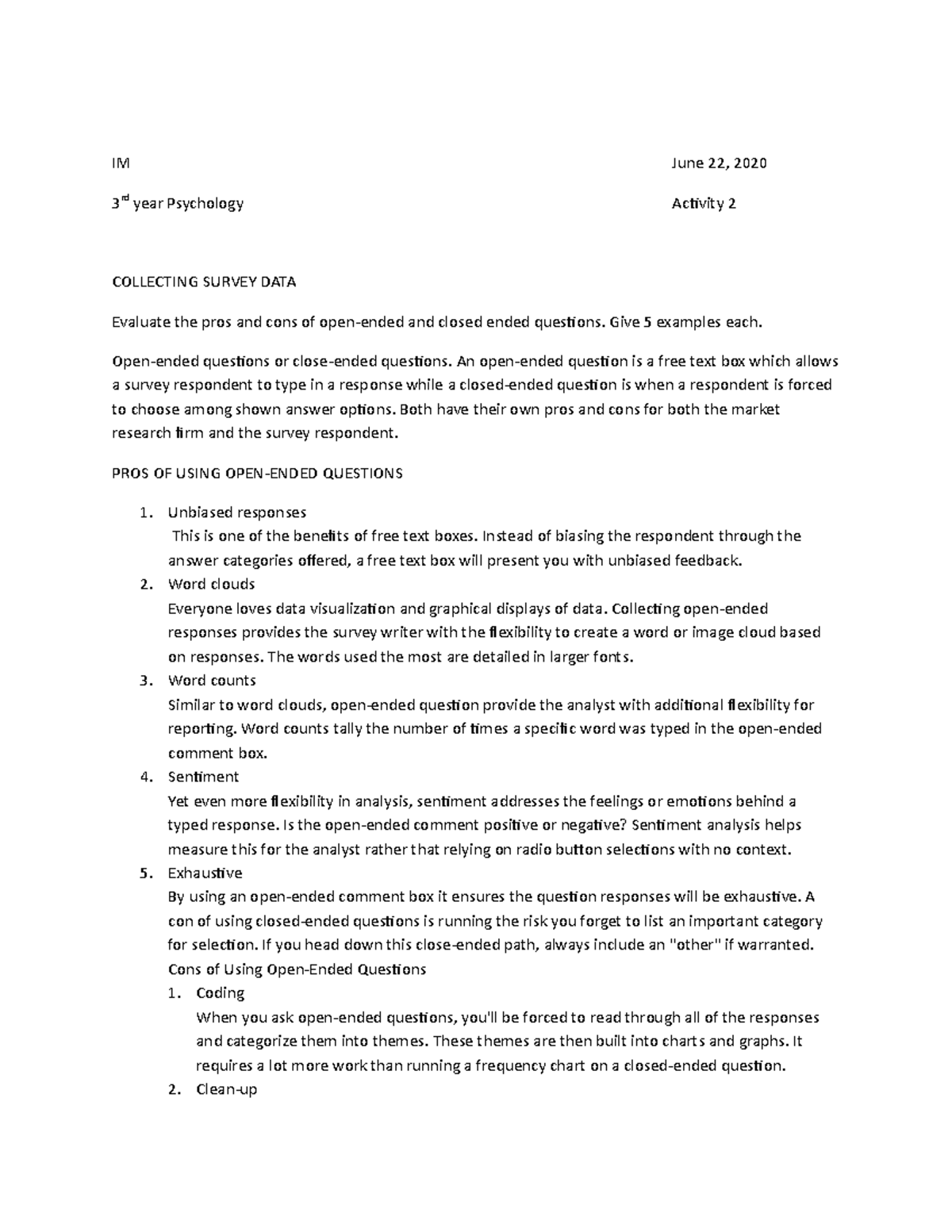 COLLECTING SURVEY DATA - BS Psychology - Studocu