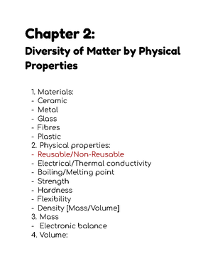 Science Sec 1 [Chapter 3] Notes - Chapter 3: Diversity of Maer by ...