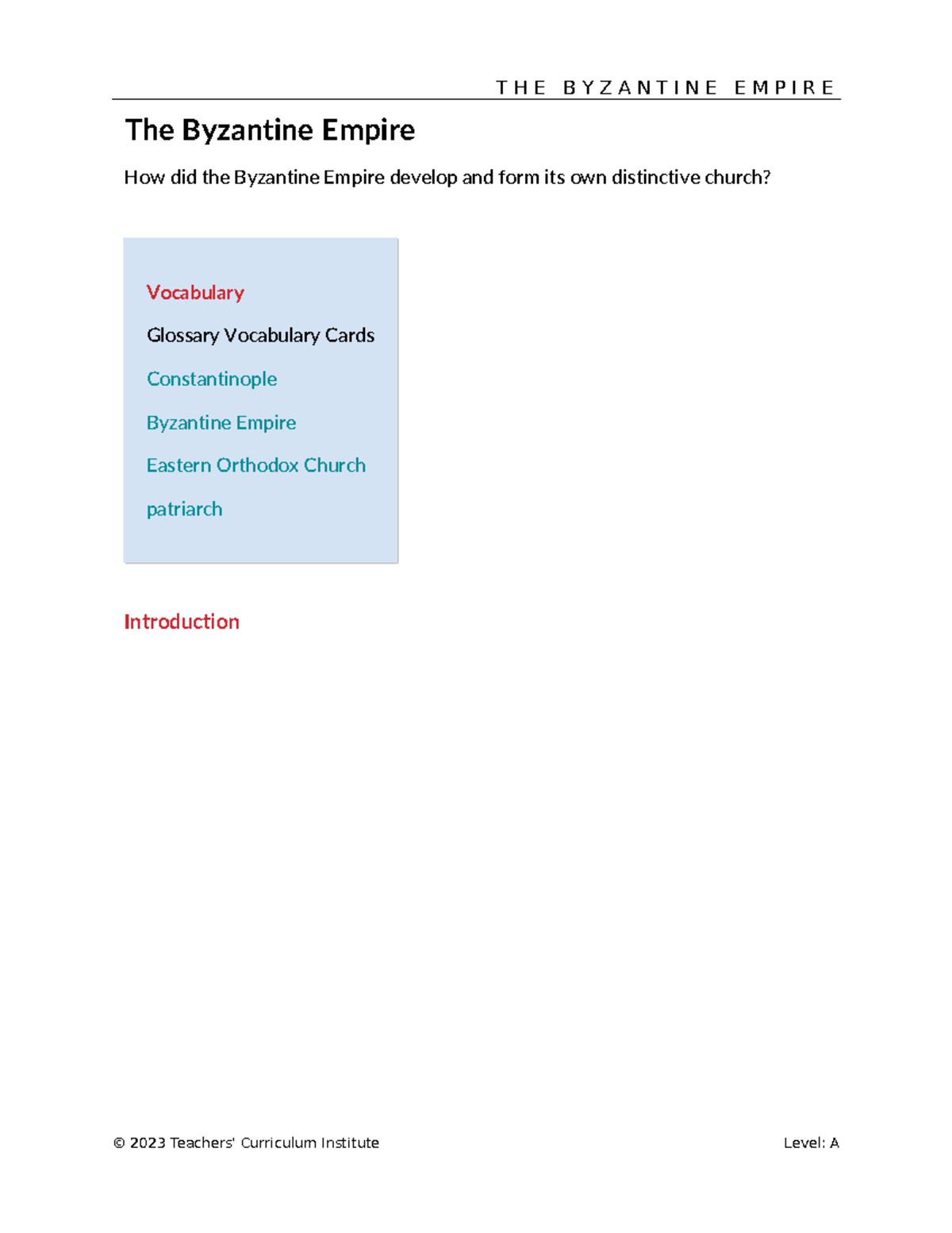 Lesson 7-The Byzantine Empire - The Byzantine Empire How did the ...