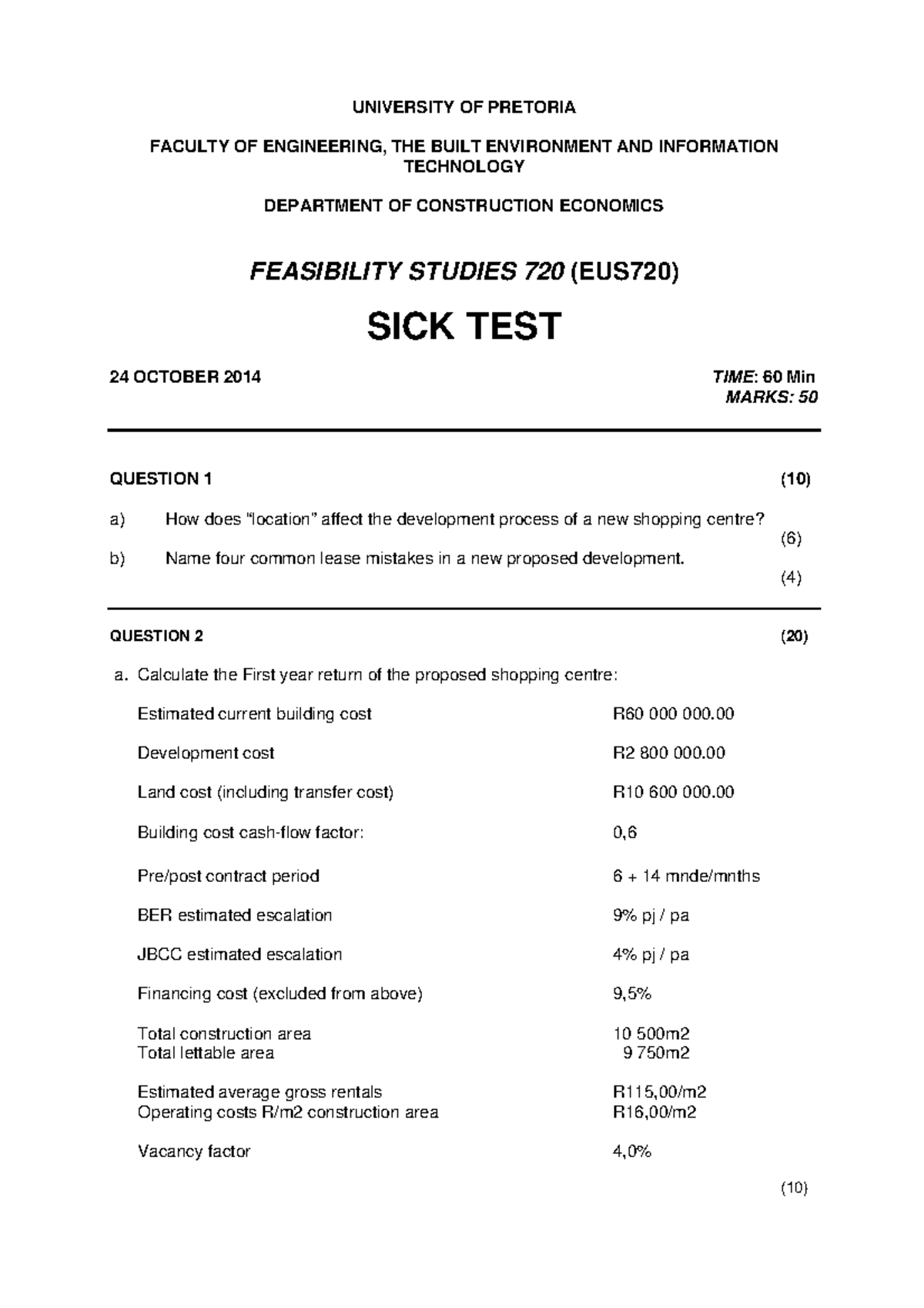 Sick Test 24-10-2014 - UNIVERSITY OF PRETORIA FACULTY OF ENGINEERING ...