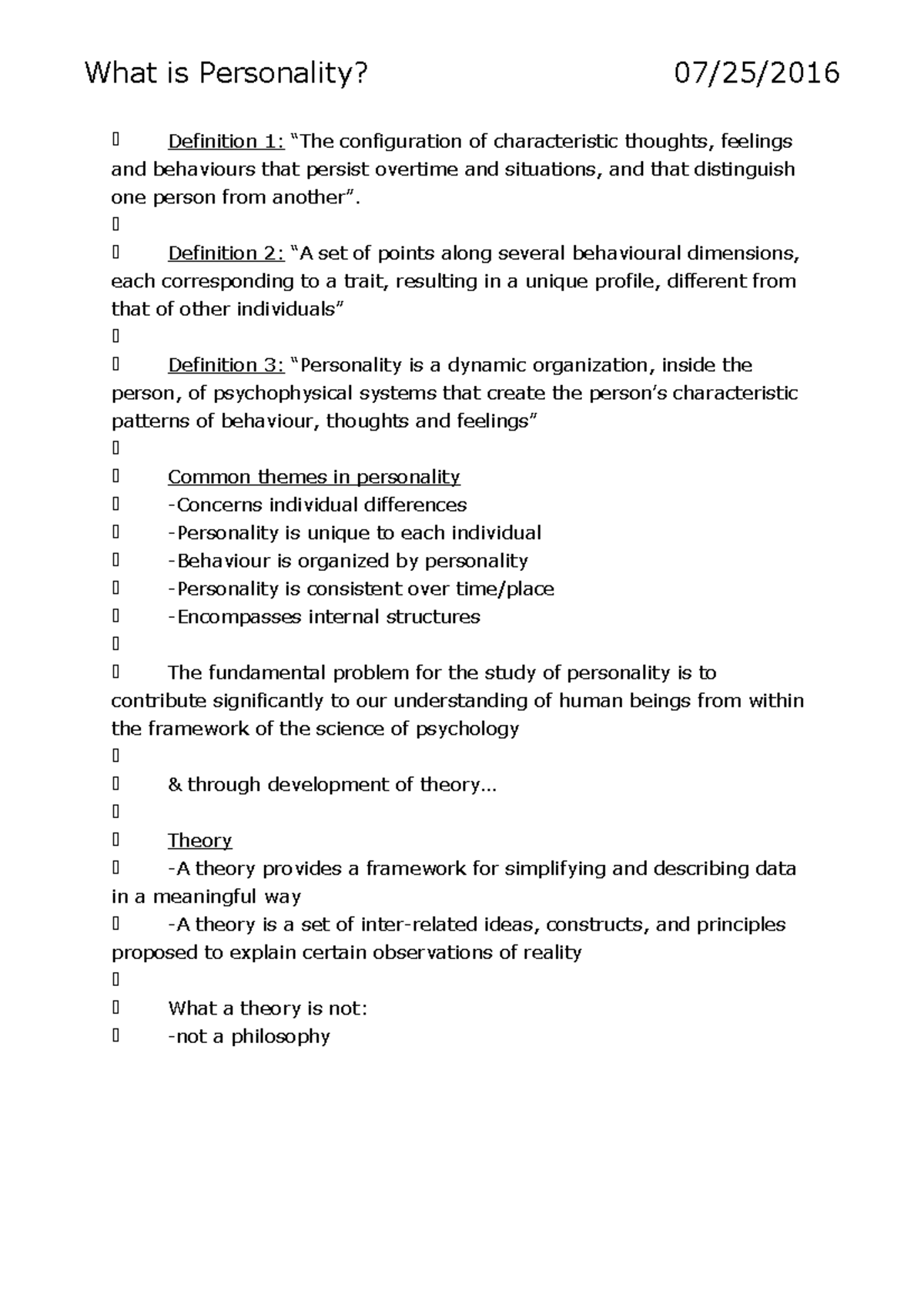 PSYC2019- Personality and Social Psychology- Lectures 1-18 - What is ...