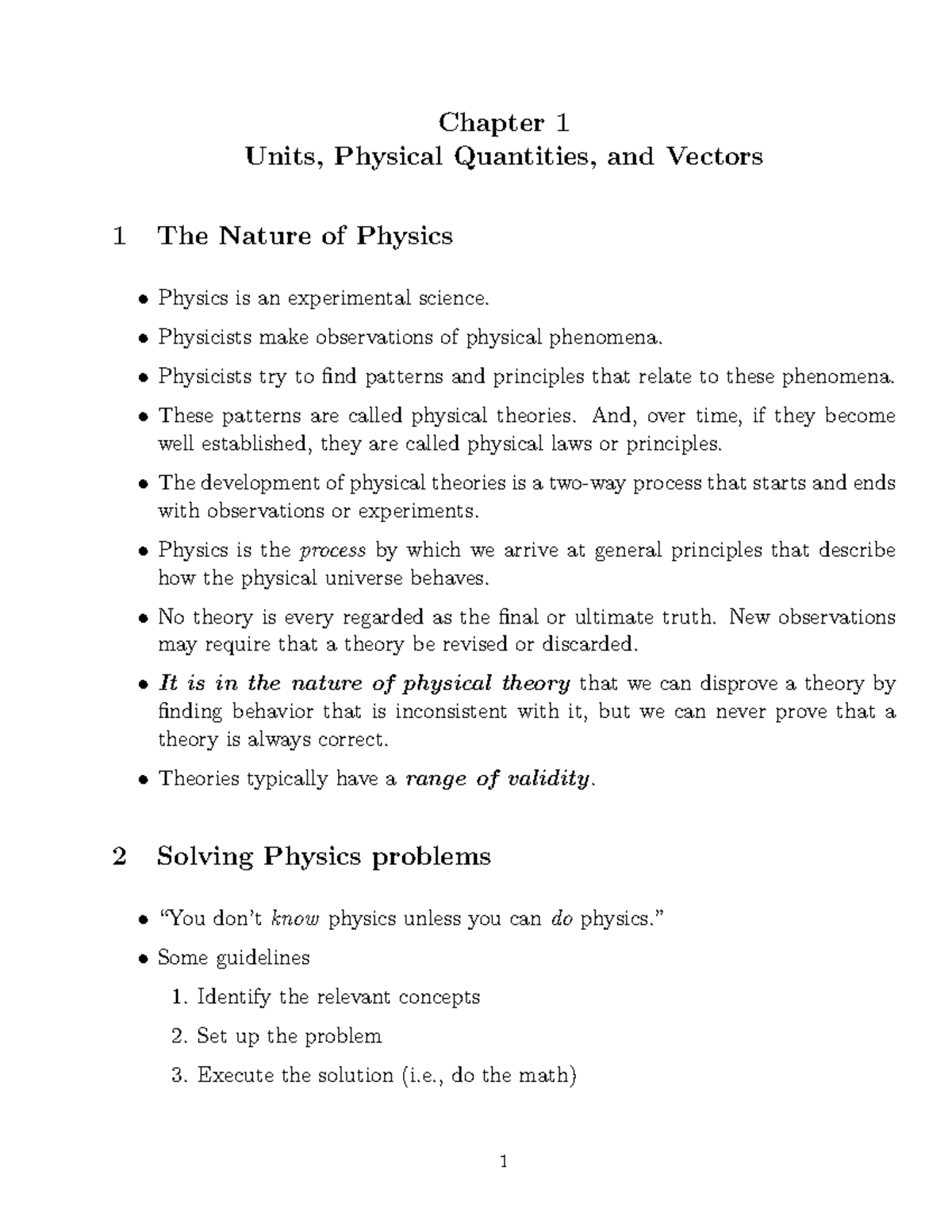 Physics Chapter 1 - Units, Physical Quantities, and Vectors - Chapter 1 Units, Physical ...