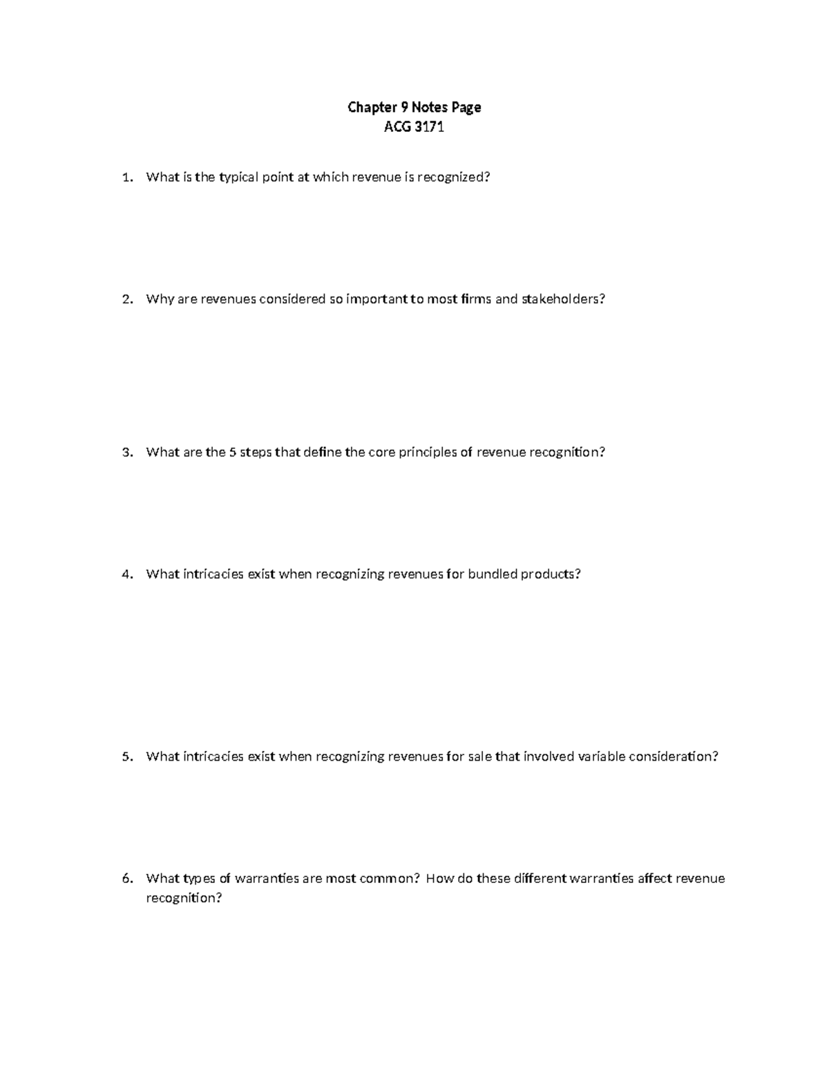 Chapter 9 Notes - Chapter 9 Notes Page ACG 3171 What is the typical ...