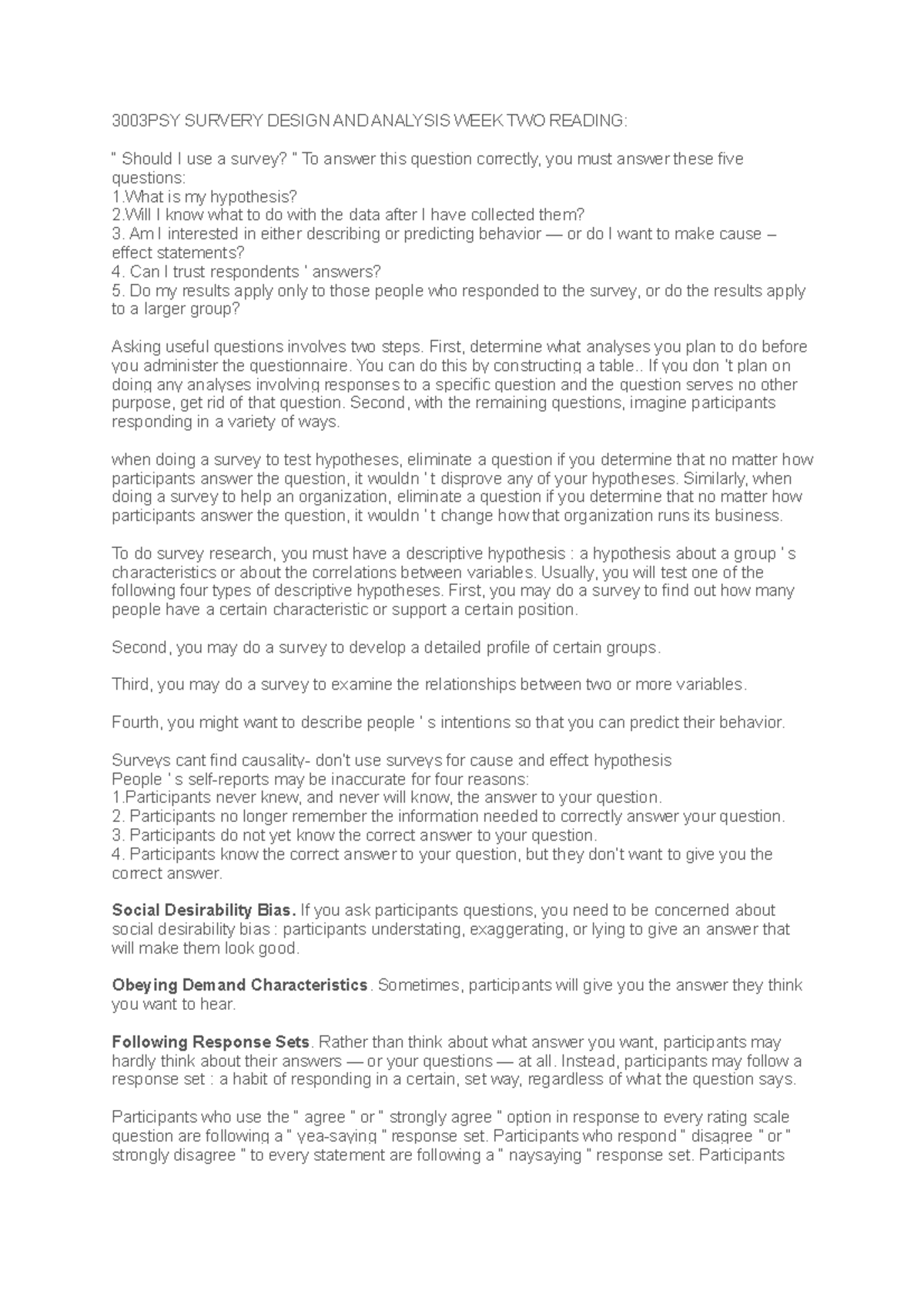 3003PSY Survery Design AND Analysis WEEK TWO Reading - 3003PSY SURVERY DESIGN AND ANALYSIS WEEK ...