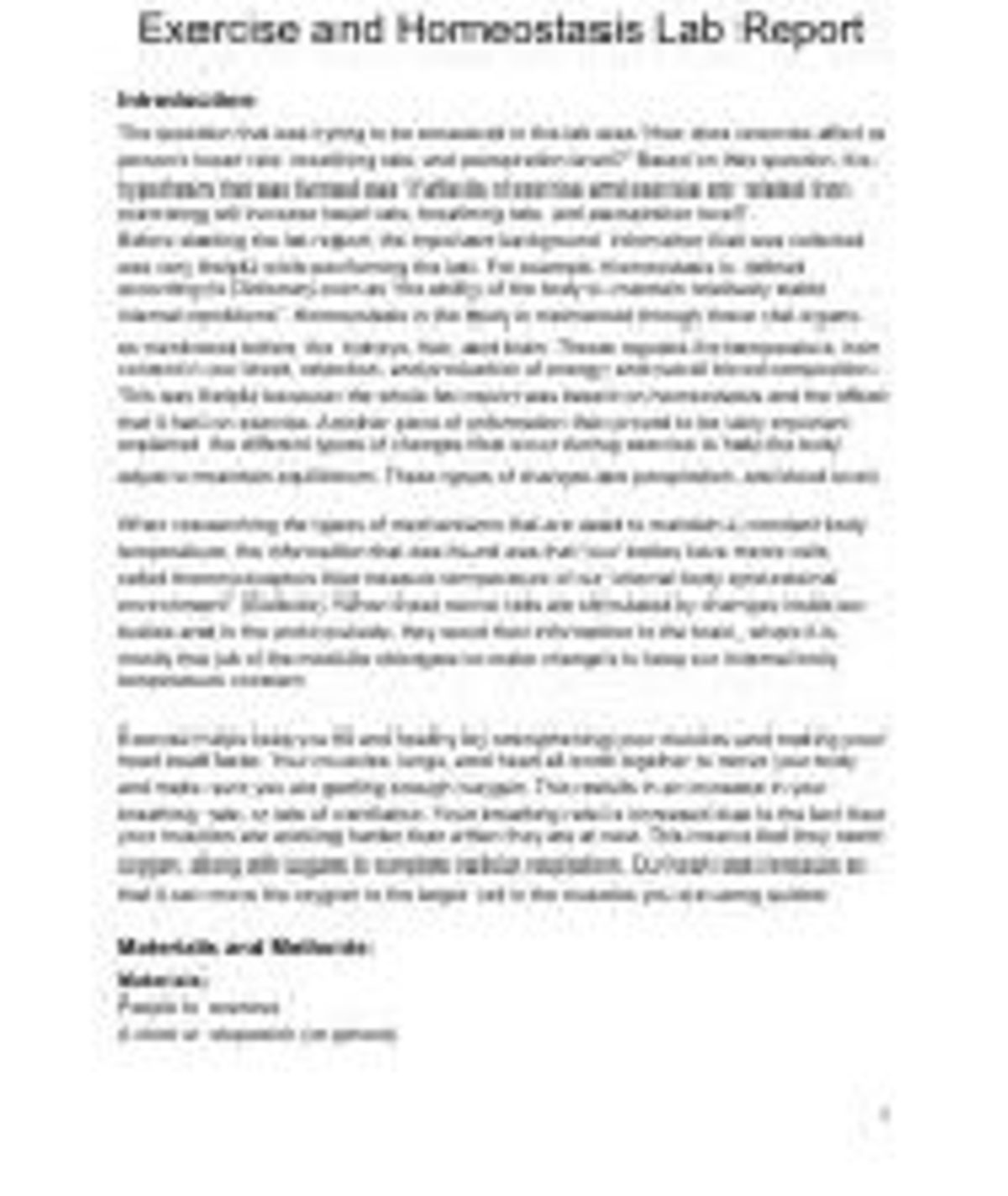 Theodore O'Gwin Virtual Lab Exercise And Homeostasis - Exercise and ...