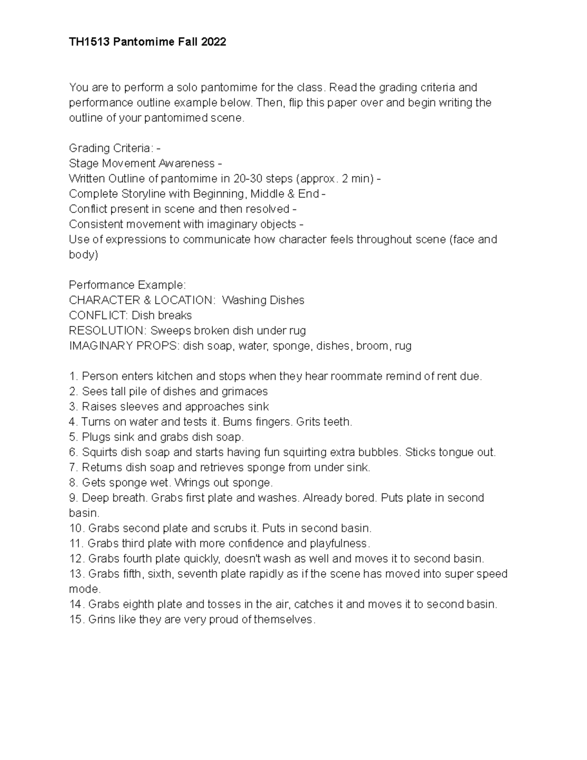 TH1513 Pantomime Fall 2022 - TH1513 Pantomime Fall 2022 You are to ...