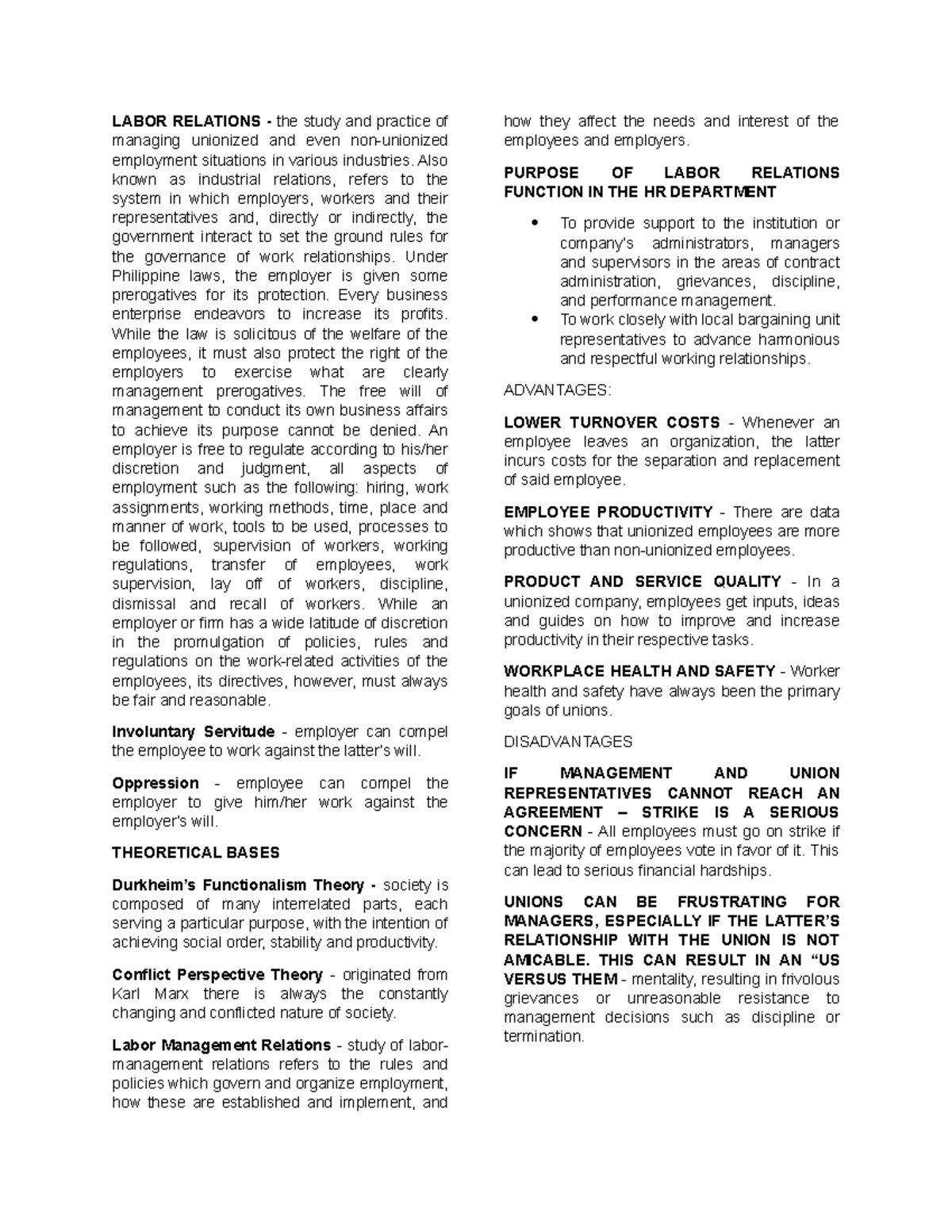 Labor Relations - Lecture - LABOR RELATIONS - the study and practice of ...