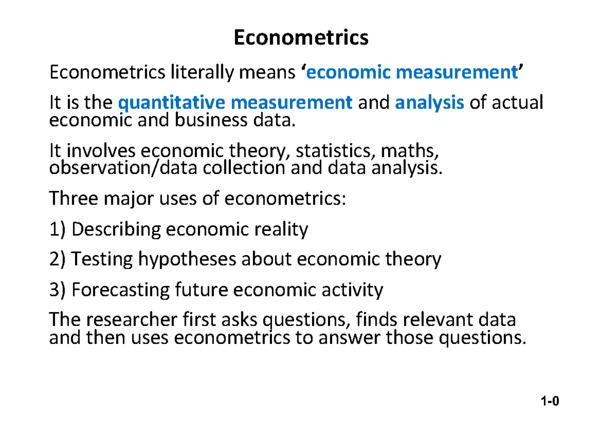 EDA L1 2018 - Lecture notes 1 - Econometrics Econometrics literally ...