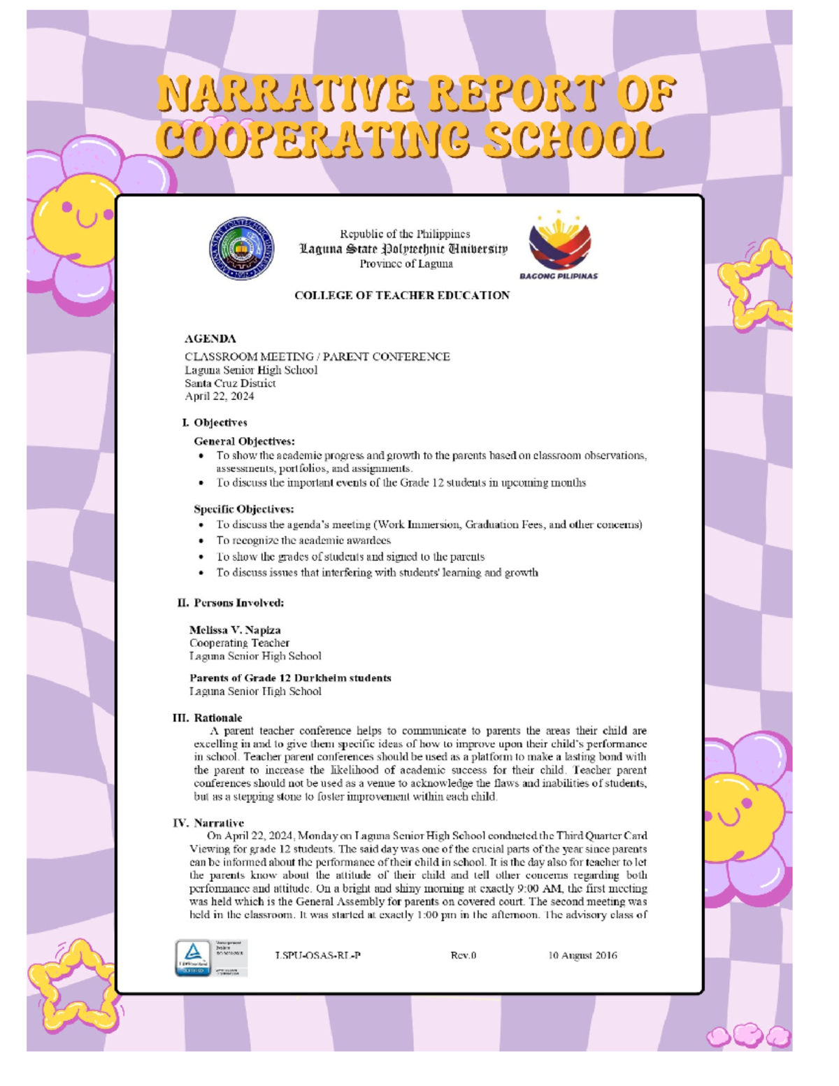 Narrative report - notes - General Education - Studocu