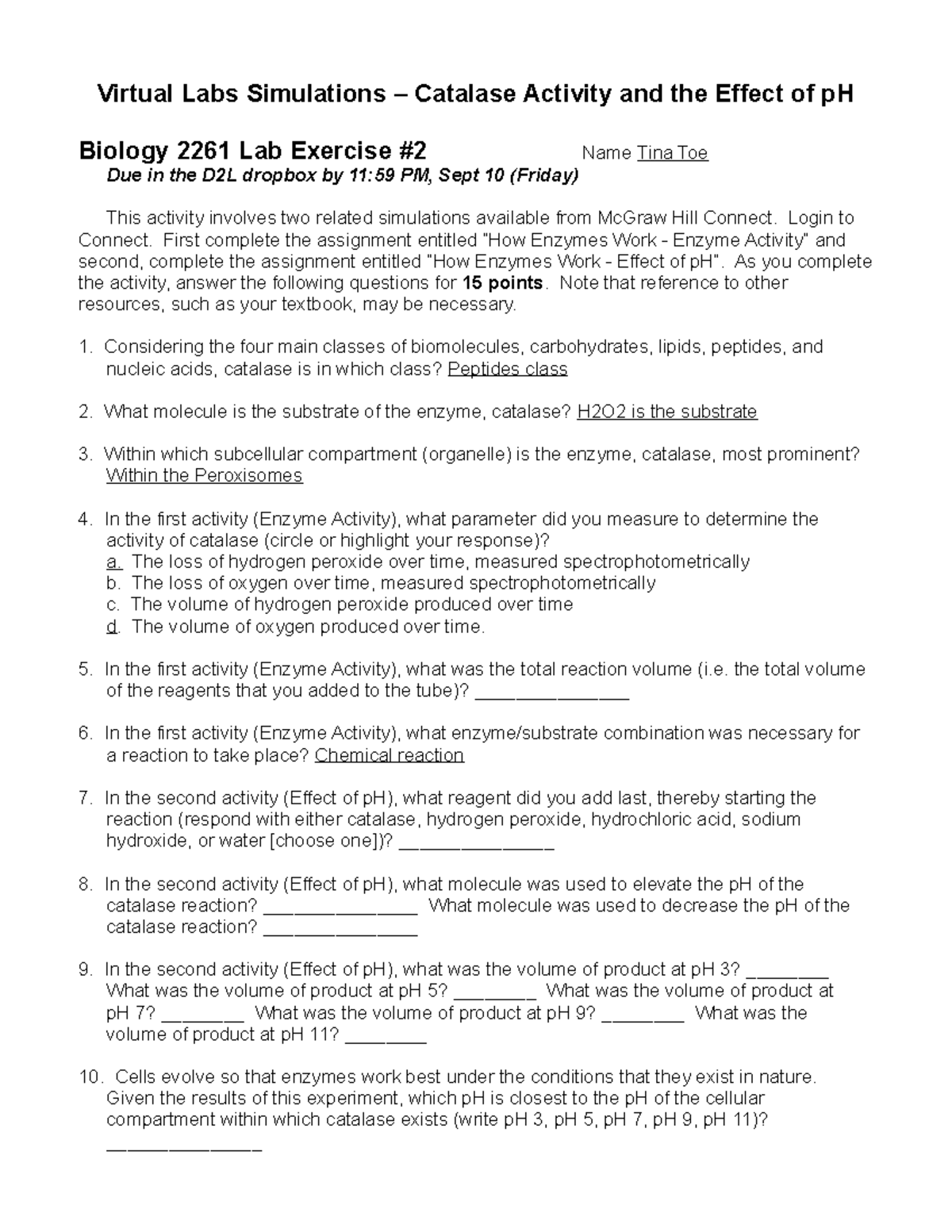 Lab#2 Virtual Labs Assignment - Enzymes - Virtual Labs Simulations – Catalase Activity and the ...