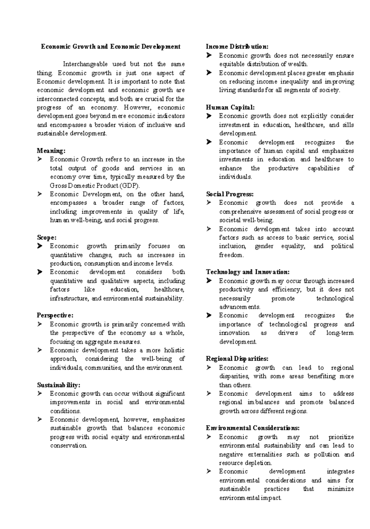 Economic Growth and Economic Development - Economic Growth and Economic ...