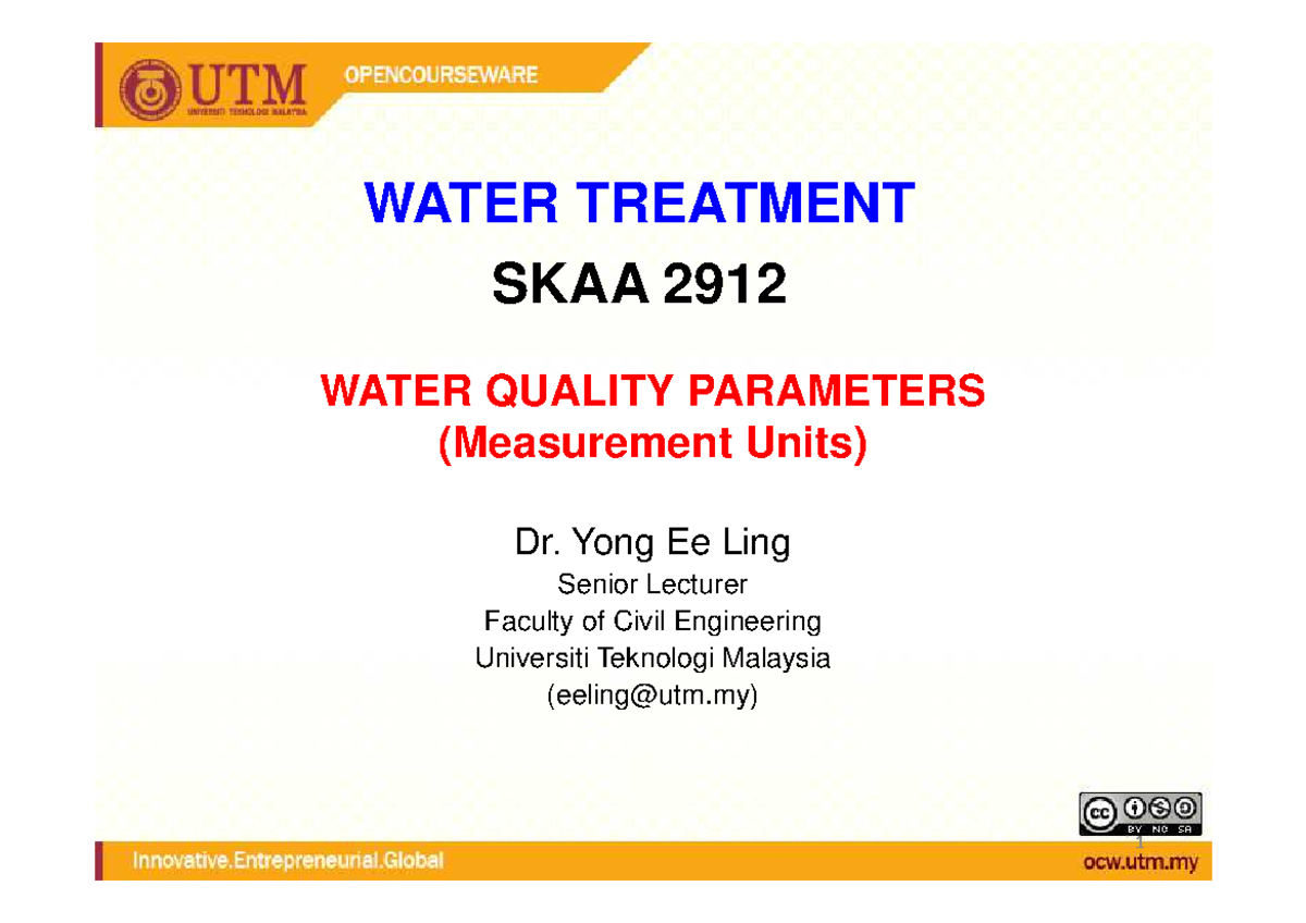 1 WQ parameters - Measurement units - WATER QUALITY PARAMETERS ...