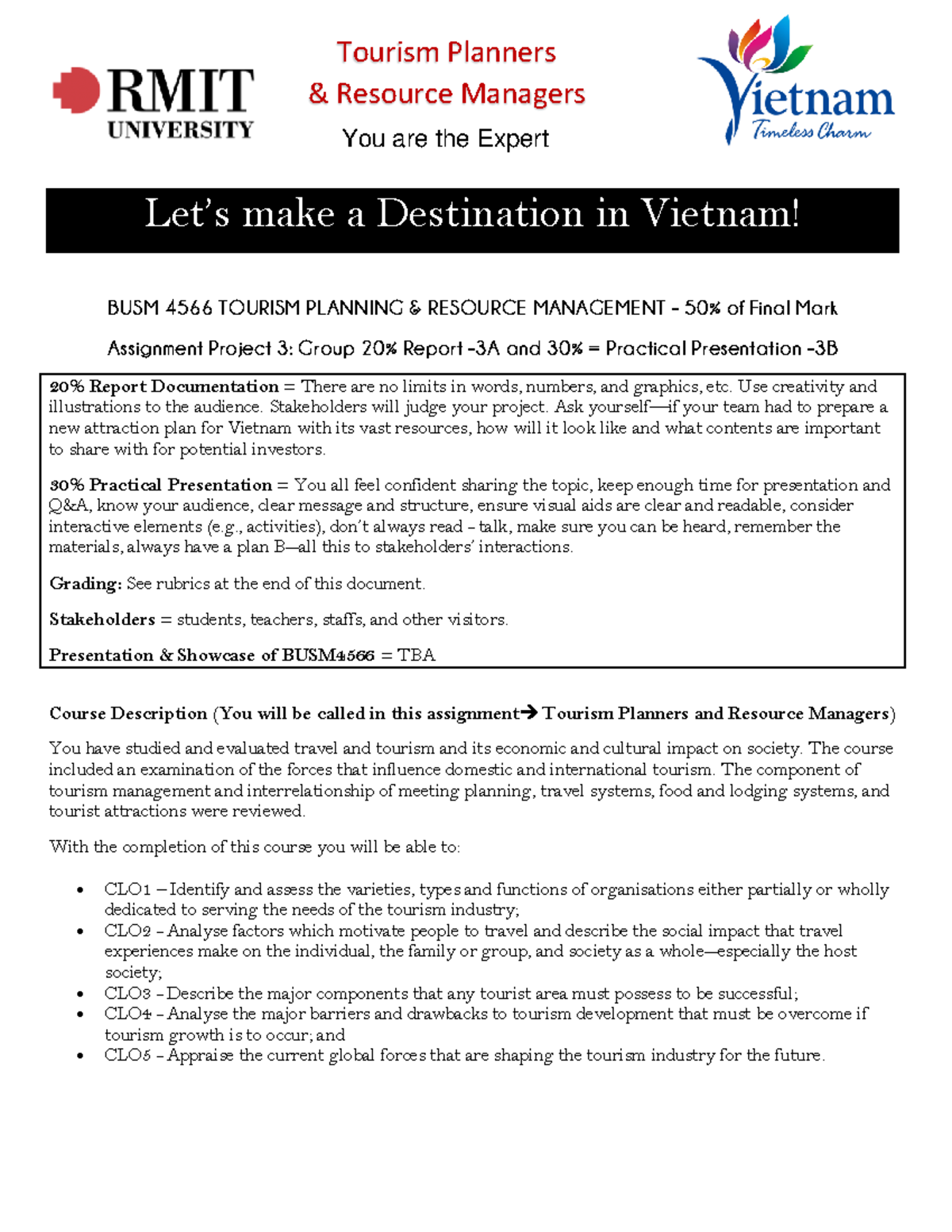 Assignment 3-A+B-information - You are the Expert & Resource Managers ...