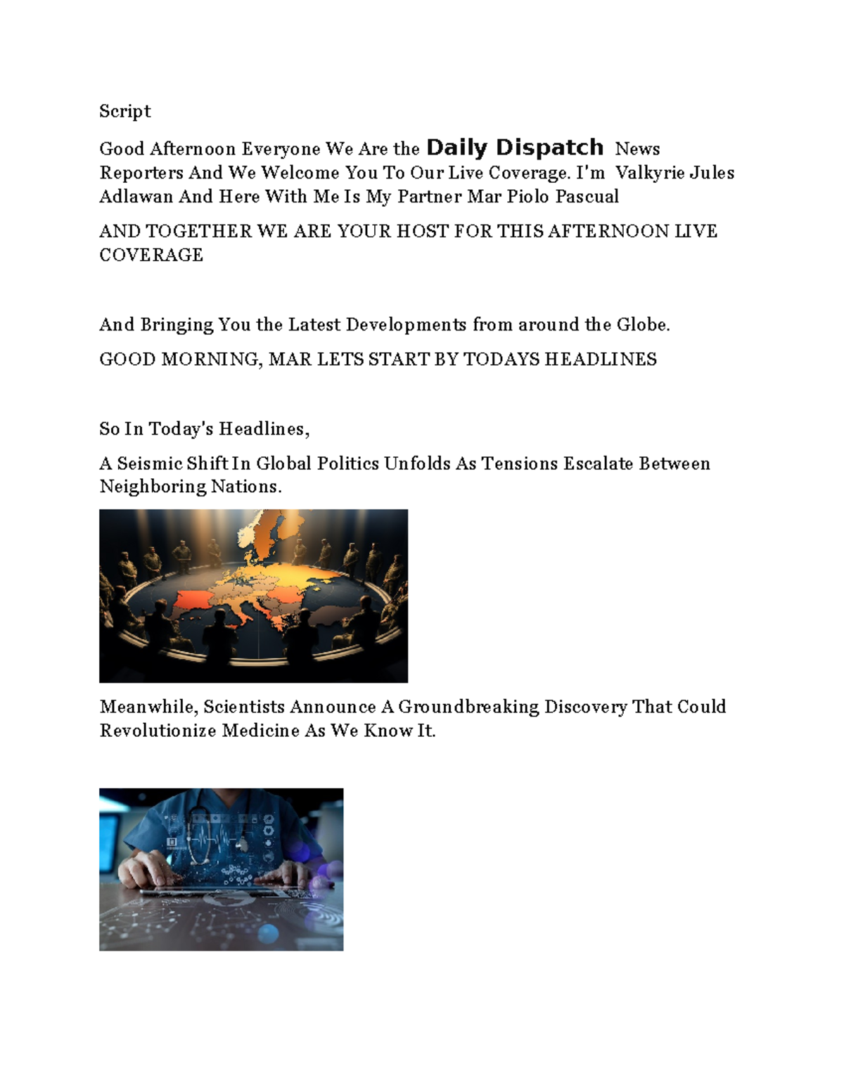 THM- Report-1 - Script Good Afternoon Everyone We Are the Daily ...