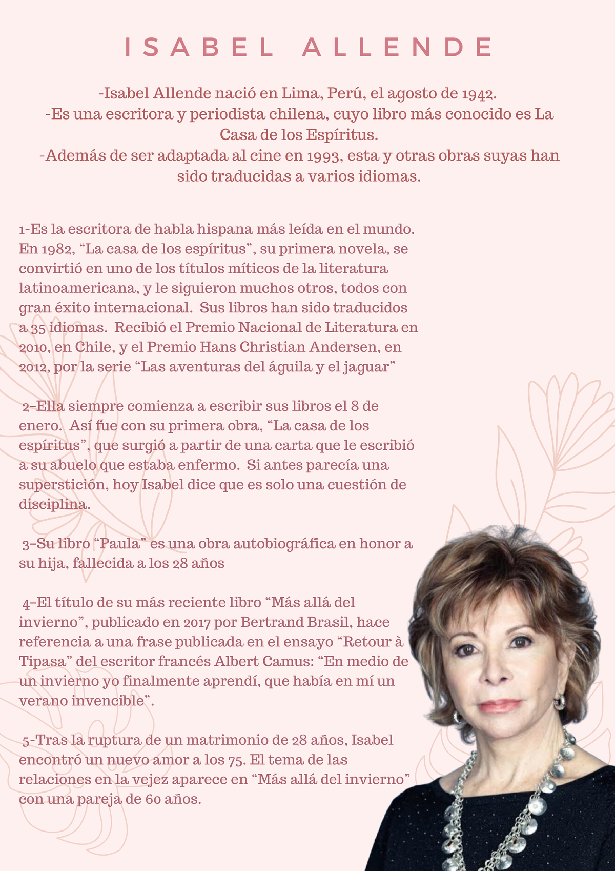 Isabel Allende - Espanhol - Studocu