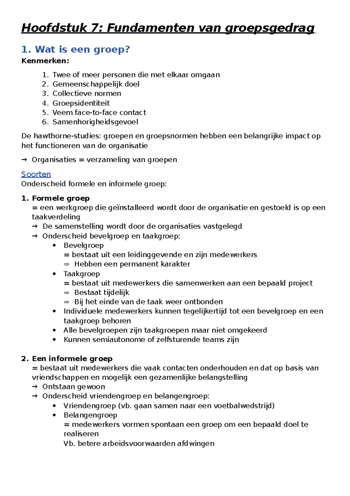 Hoofdstuk 7 Fundamenten in groepsgedrag - Hoofdstuk 7: Fundamenten van ...