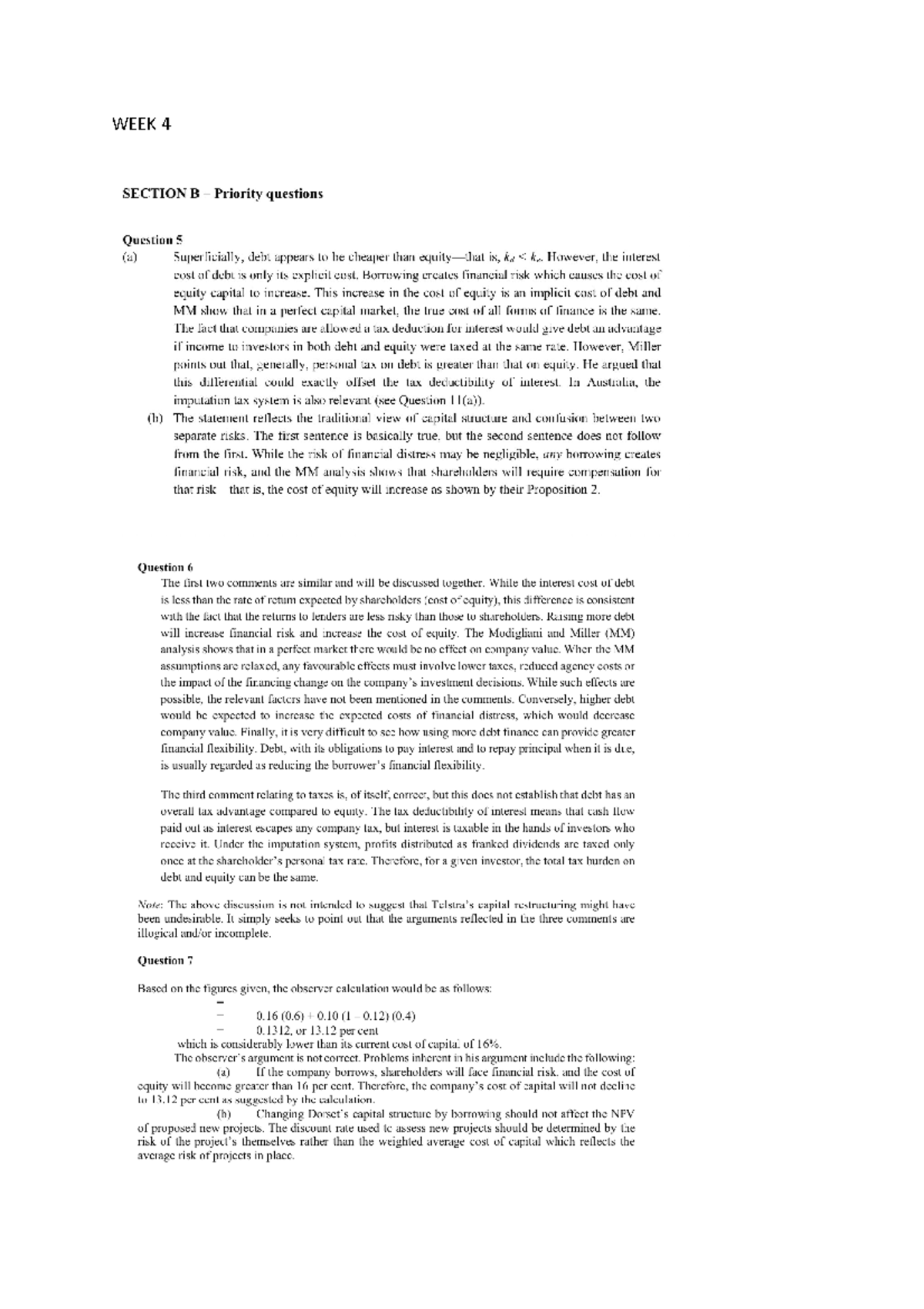 Cdfm tute ans - cfdm tutes - FNCE20005 - Studocu