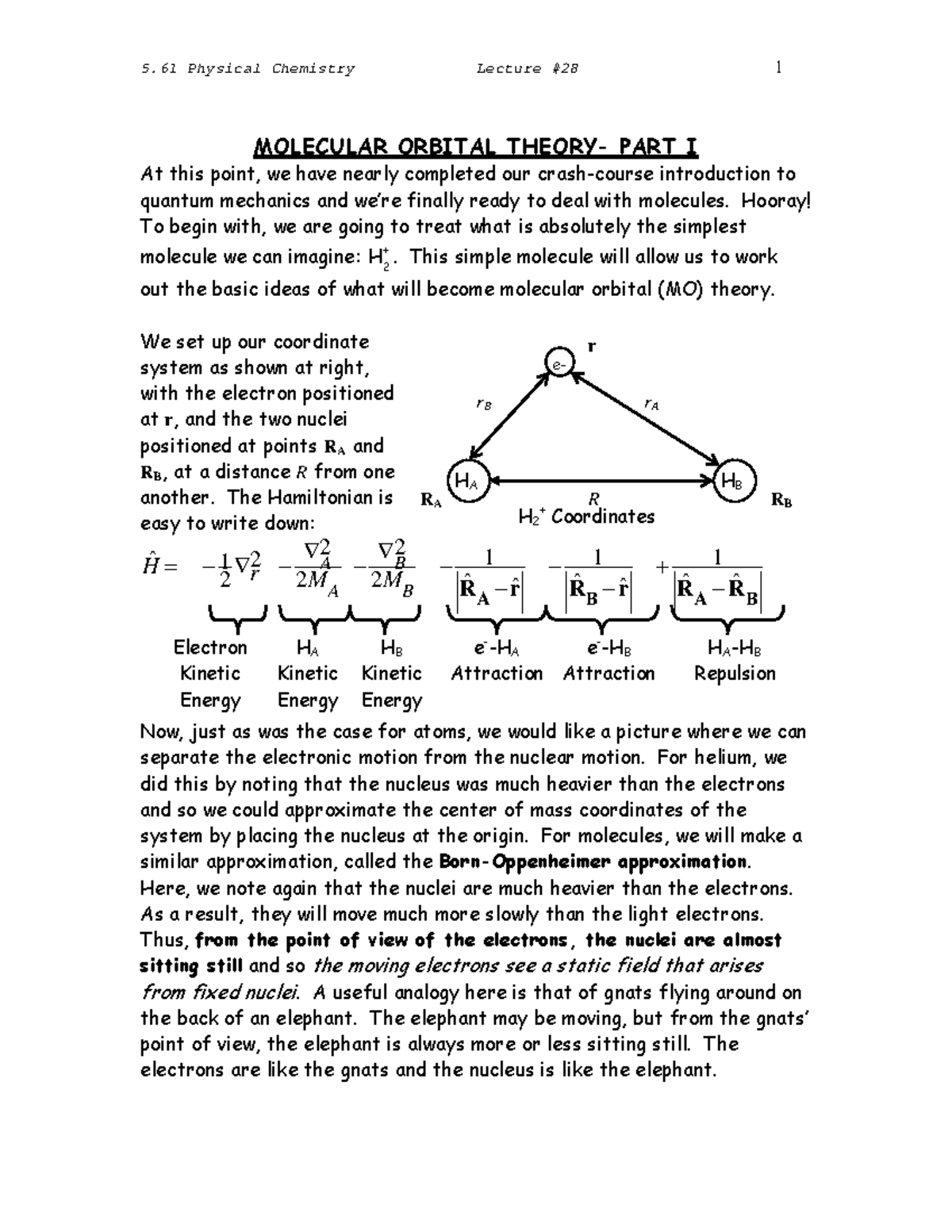Molecular Orbital Theorypart I - 5 Physical Chemistry 1 Lecture #28 ...