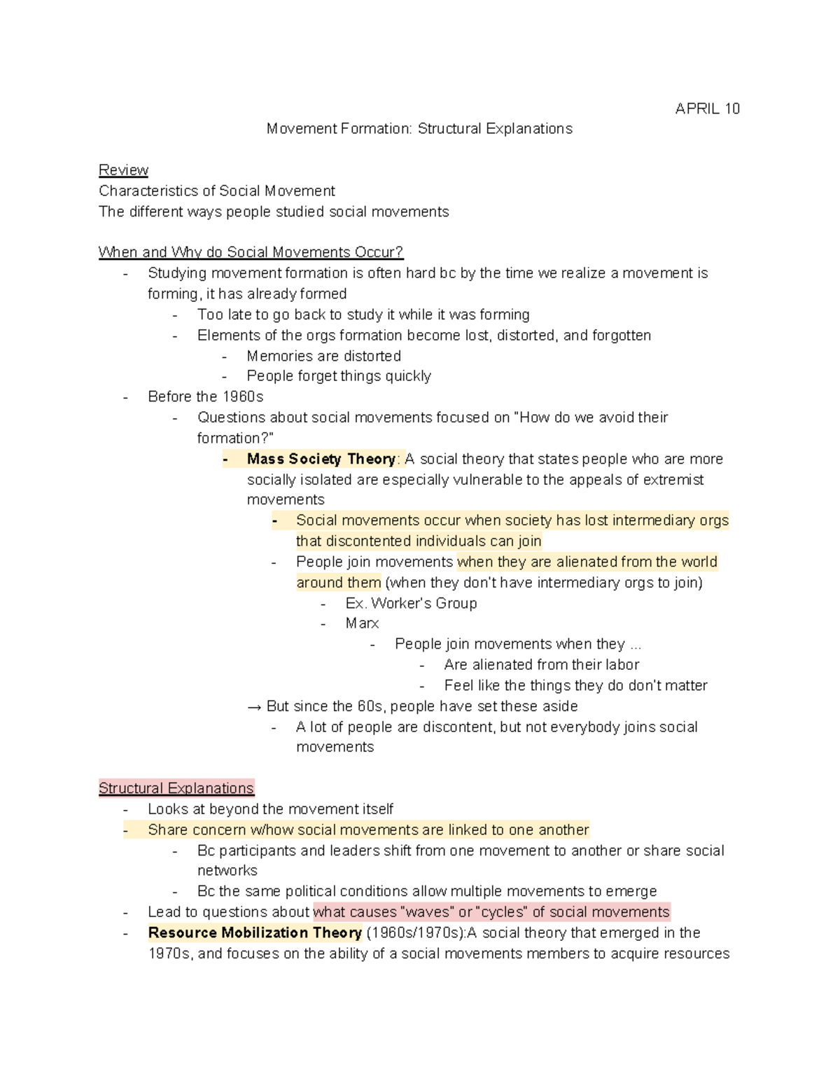 Movement Formation Structural Explanations - APRIL 10 Movement ...